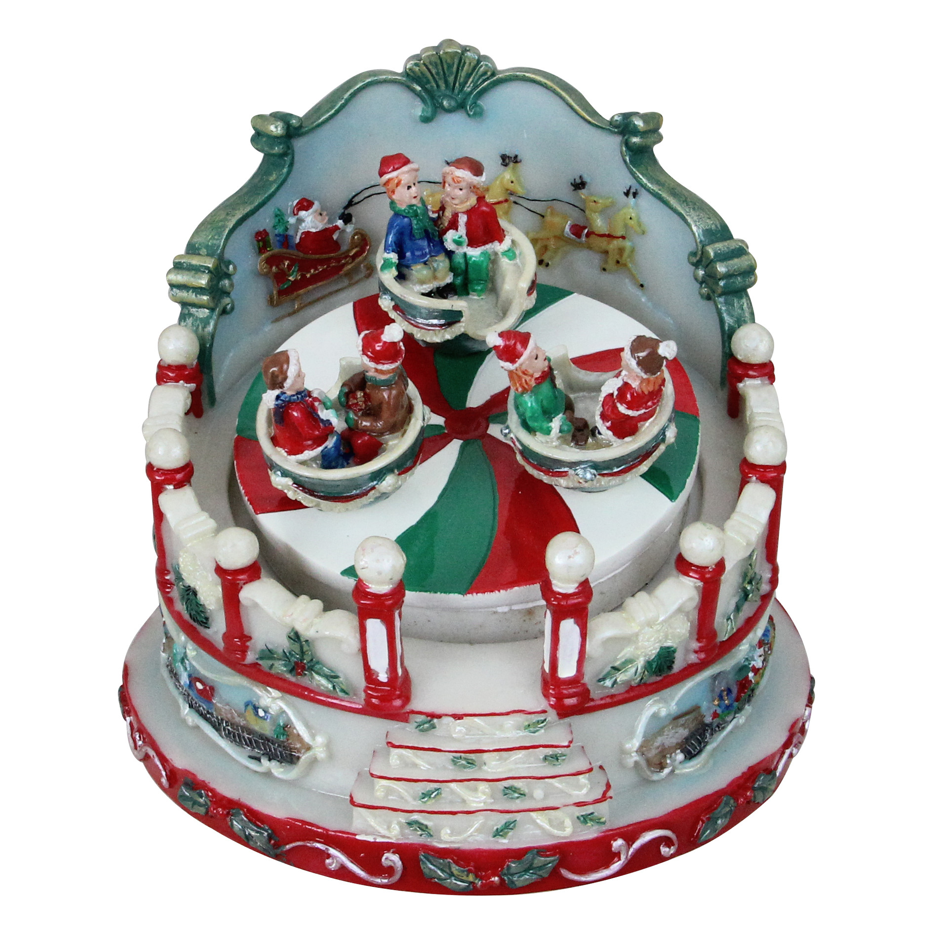 5" Animated Christmas Ride Figurine Winter Scene Rotating Music Box ...