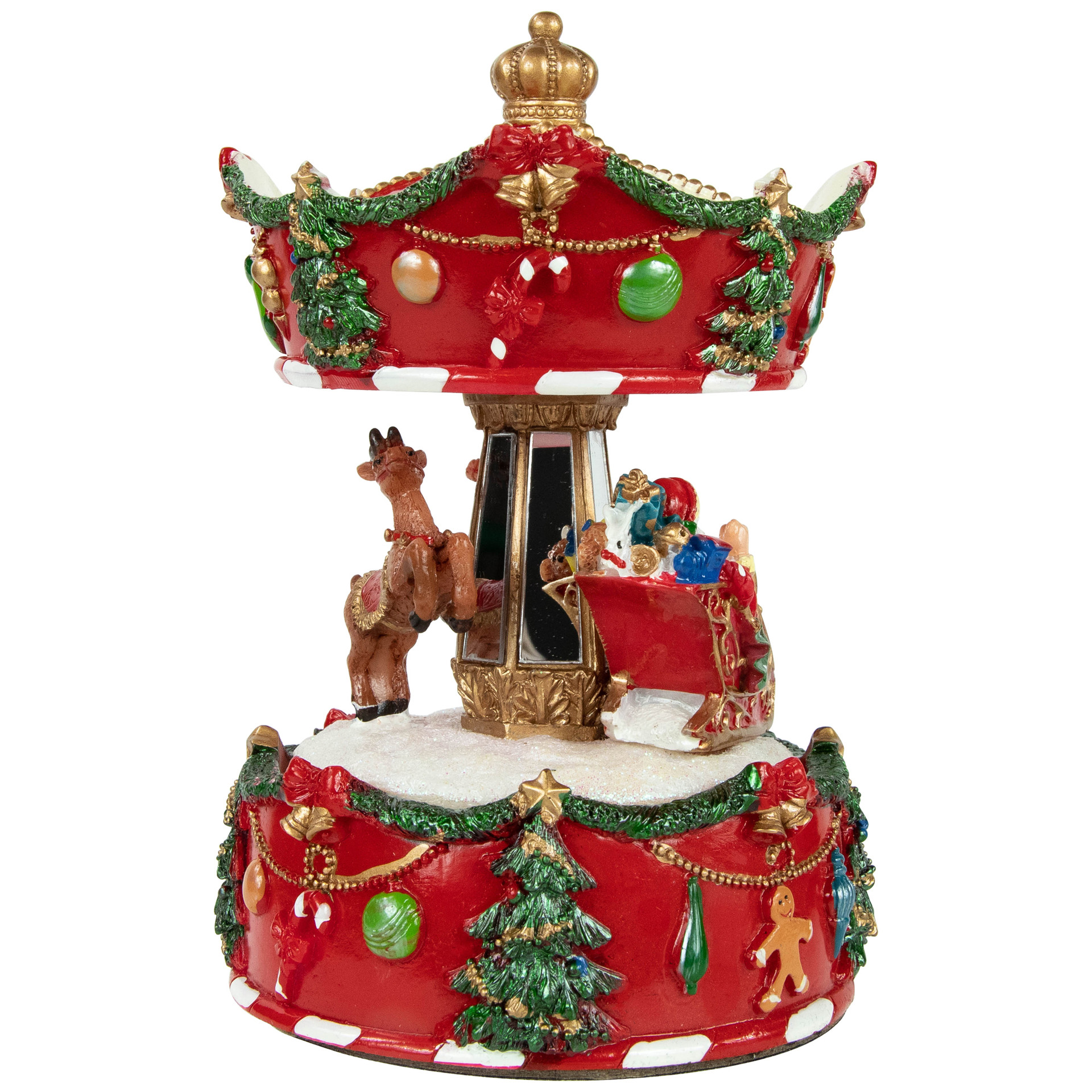 6.5" Musical Revolving Santa in Sleigh & Reindeer Christmas Carousel ...
