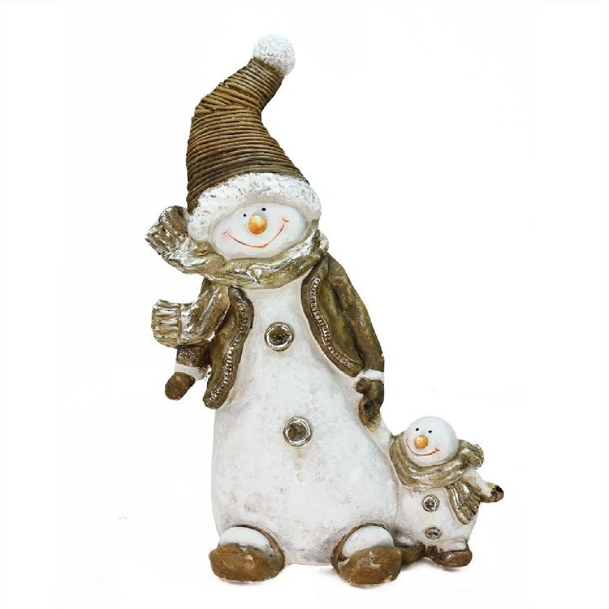 20" Brown & White Snowman with Snow-Baby Christmas Tabletop Figurine ...