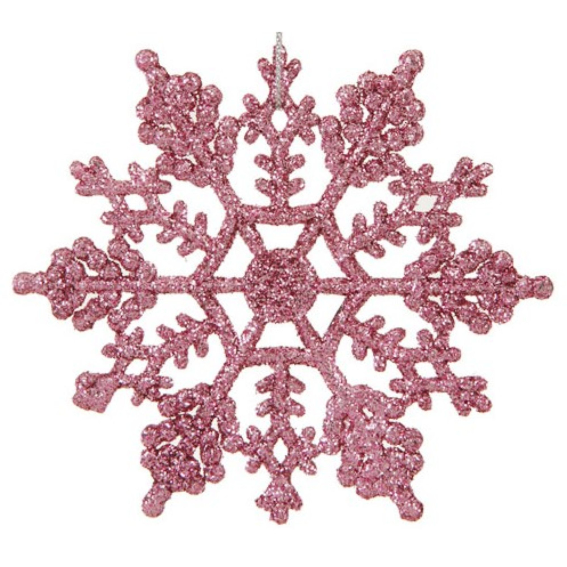 24ct Pink Glitter Snowflake Christmas Ornaments 4" | Christmas Central