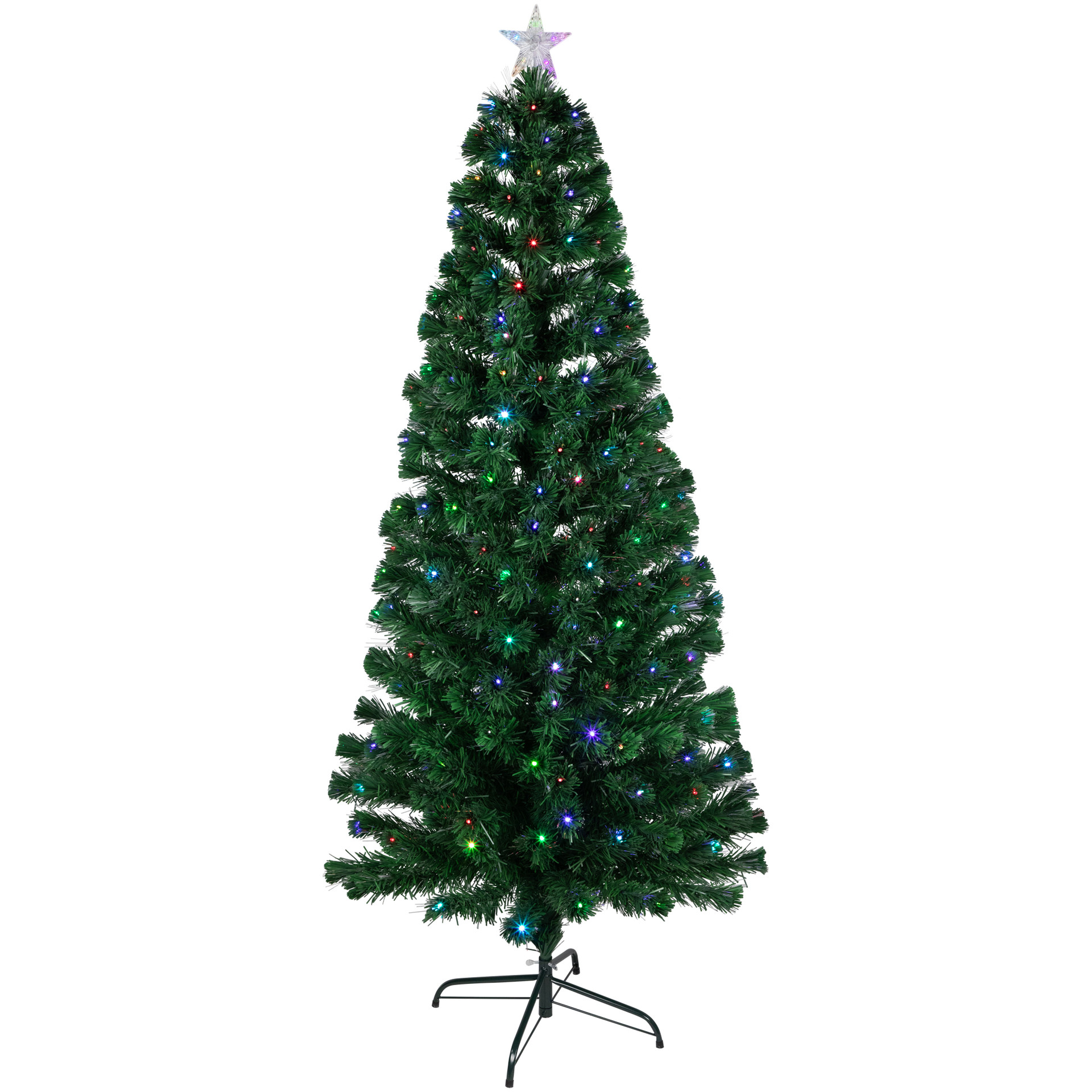 6' Pre-Lit LED Fiber Optic Color Changing Christmas Tree with Star Tree ...