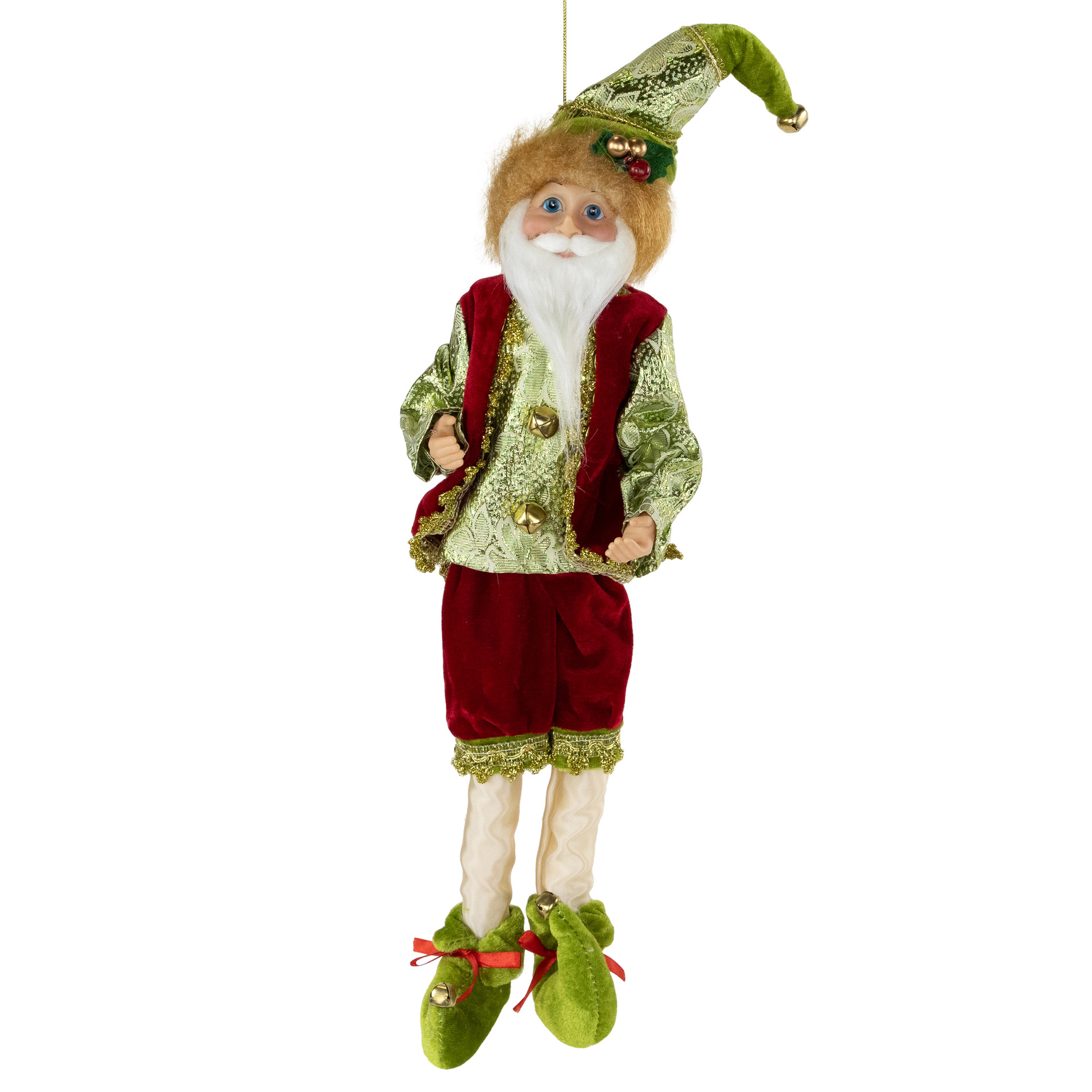 18" Red & Green Poseable Whimsical Elf Christmas Figurine | Christmas ...