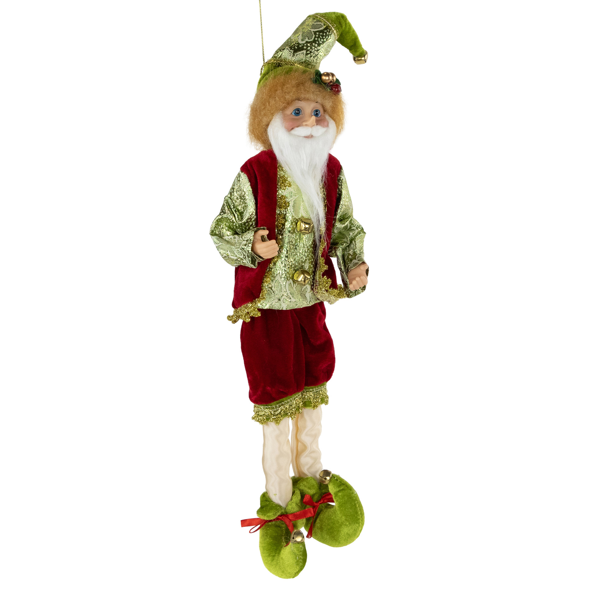 18" Red & Green Poseable Whimsical Elf Christmas Figurine | Christmas ...