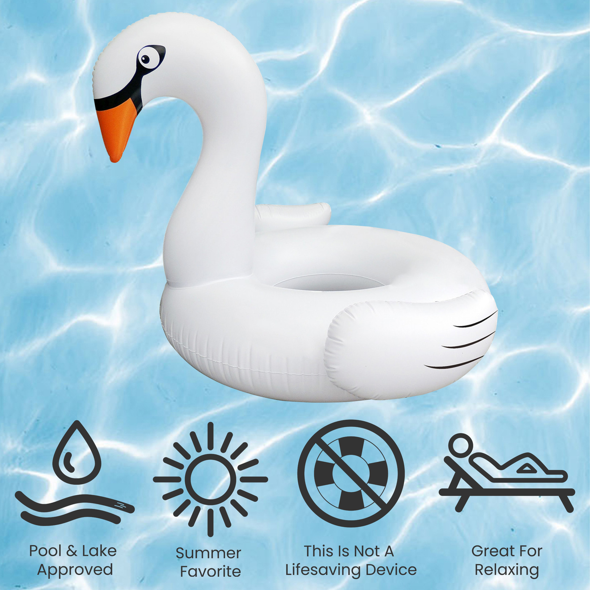 53.5" Inflatable White Swan Swimming Pool Ring Float | Christmas Central