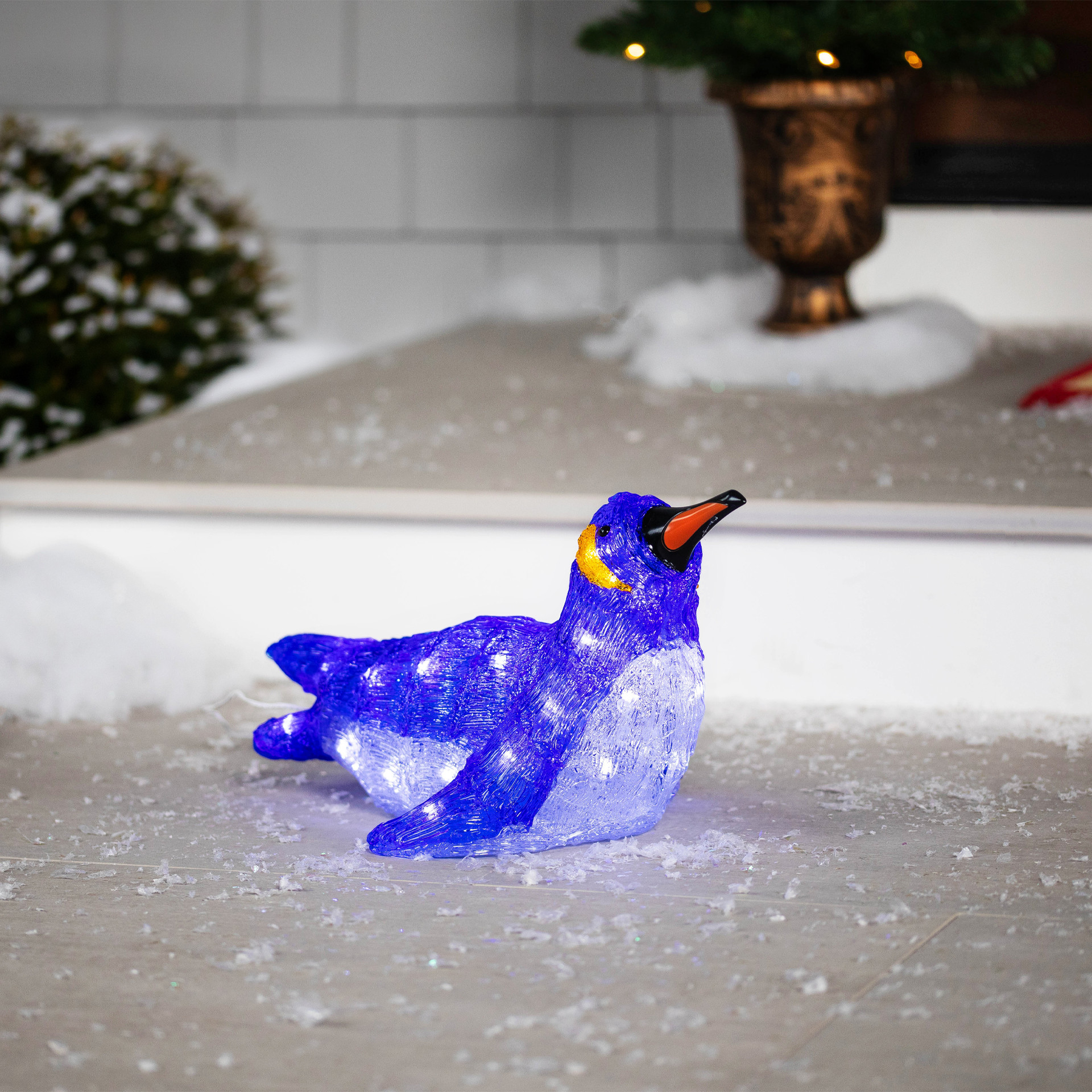 16" Lighted Commercial Grade Acrylic Swimming Penguin Christmas Display ...