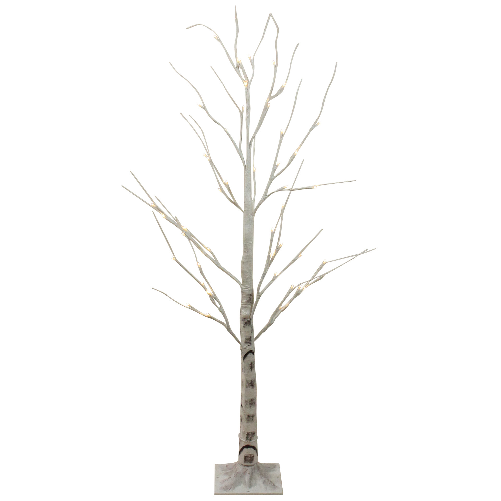 4' Pre-Lit LED White Birch Tree Outdoor Decoration - White Lights ...