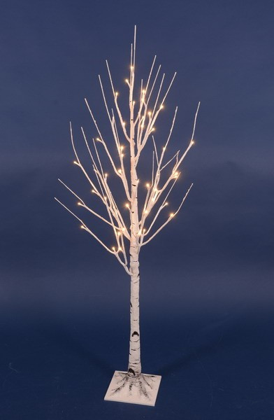 4' Pre-Lit LED White Birch Tree Outdoor Decoration - White Lights ...
