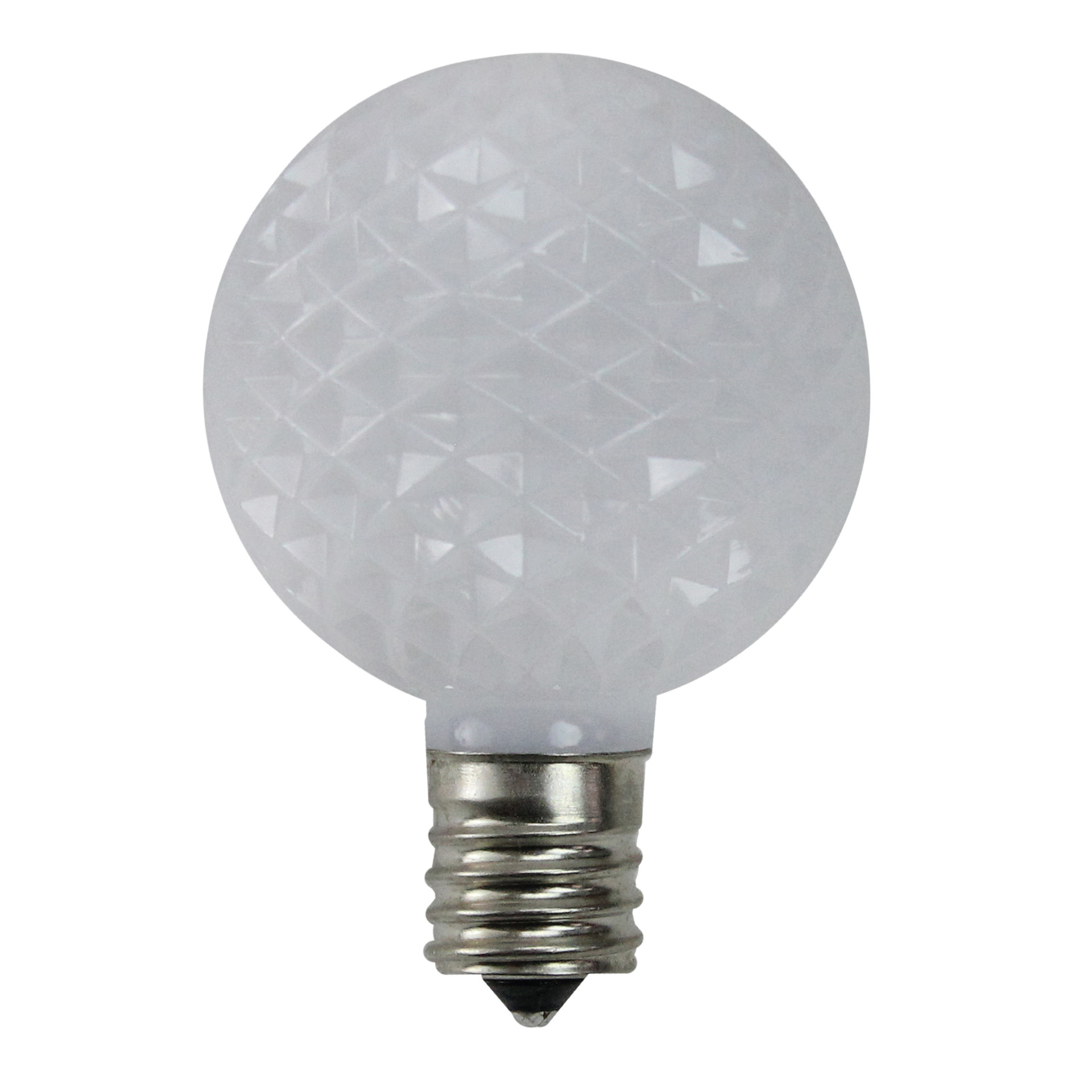 Pack of 25 Faceted LED G50 White Christmas Replacement Bulbs ...