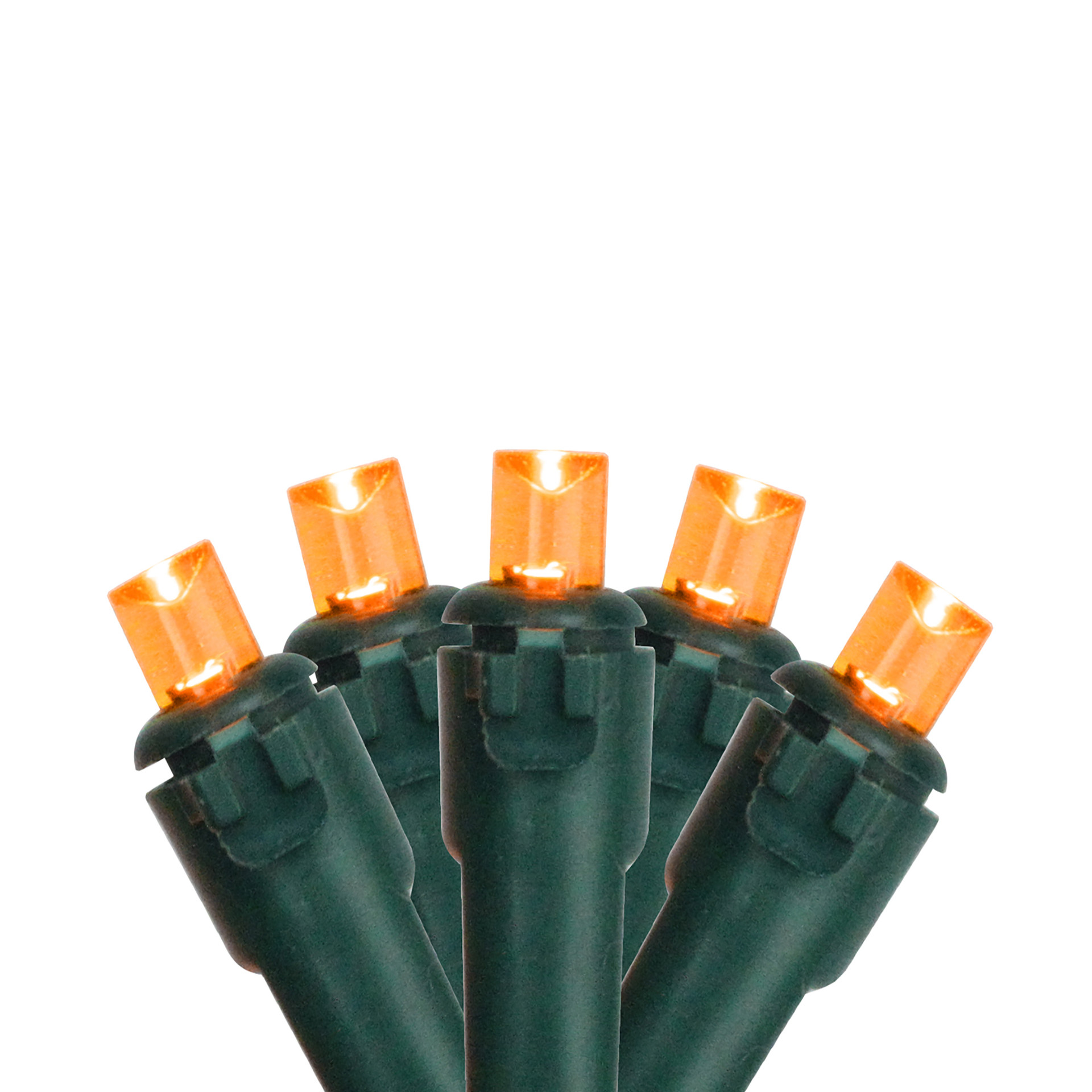 50 Orange LED Wide Angle Christmas Lights - 16.25 ft Green Wire ...