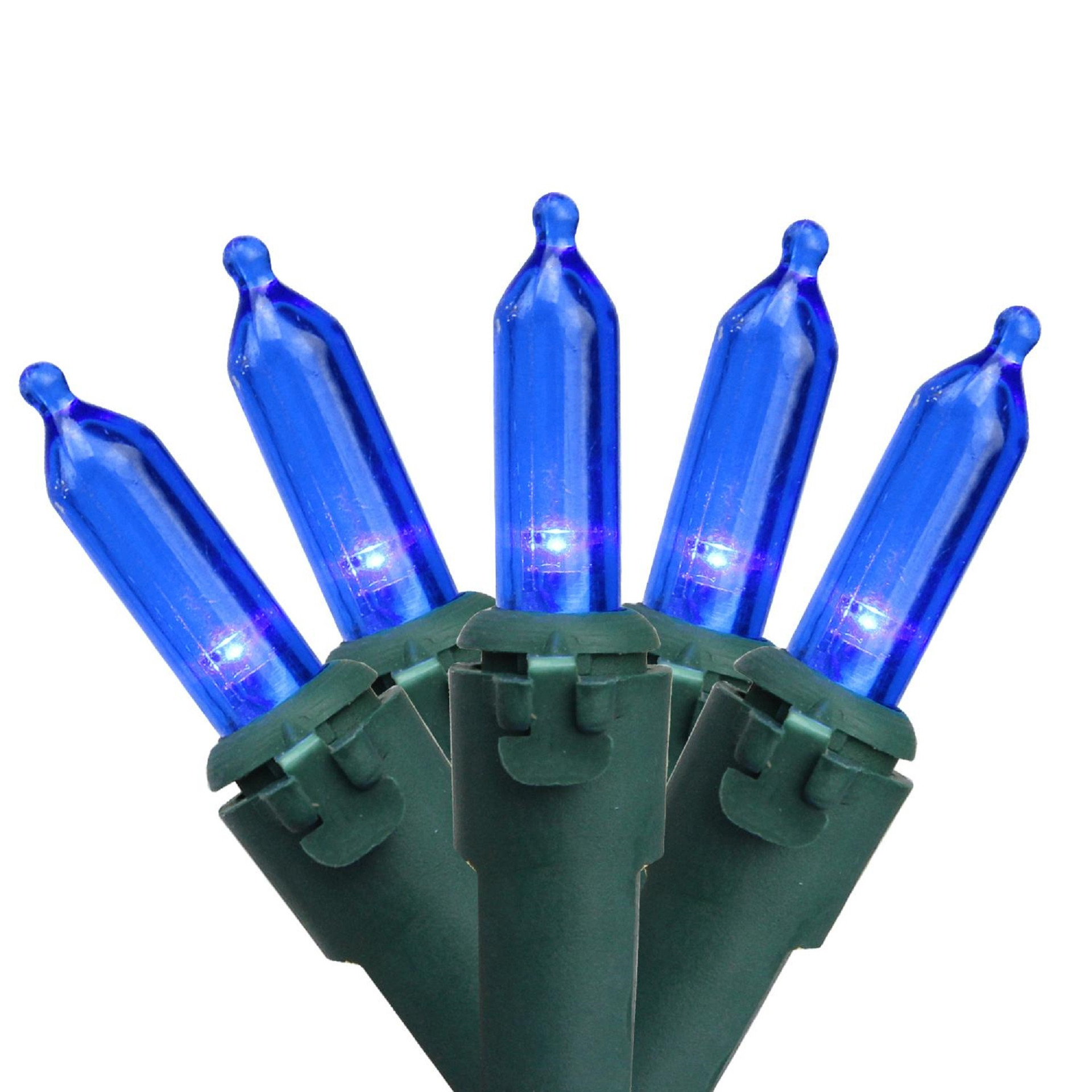50-Count Blue Mini LED Christmas Lights, 16.25ft Green Wire | Christmas ...