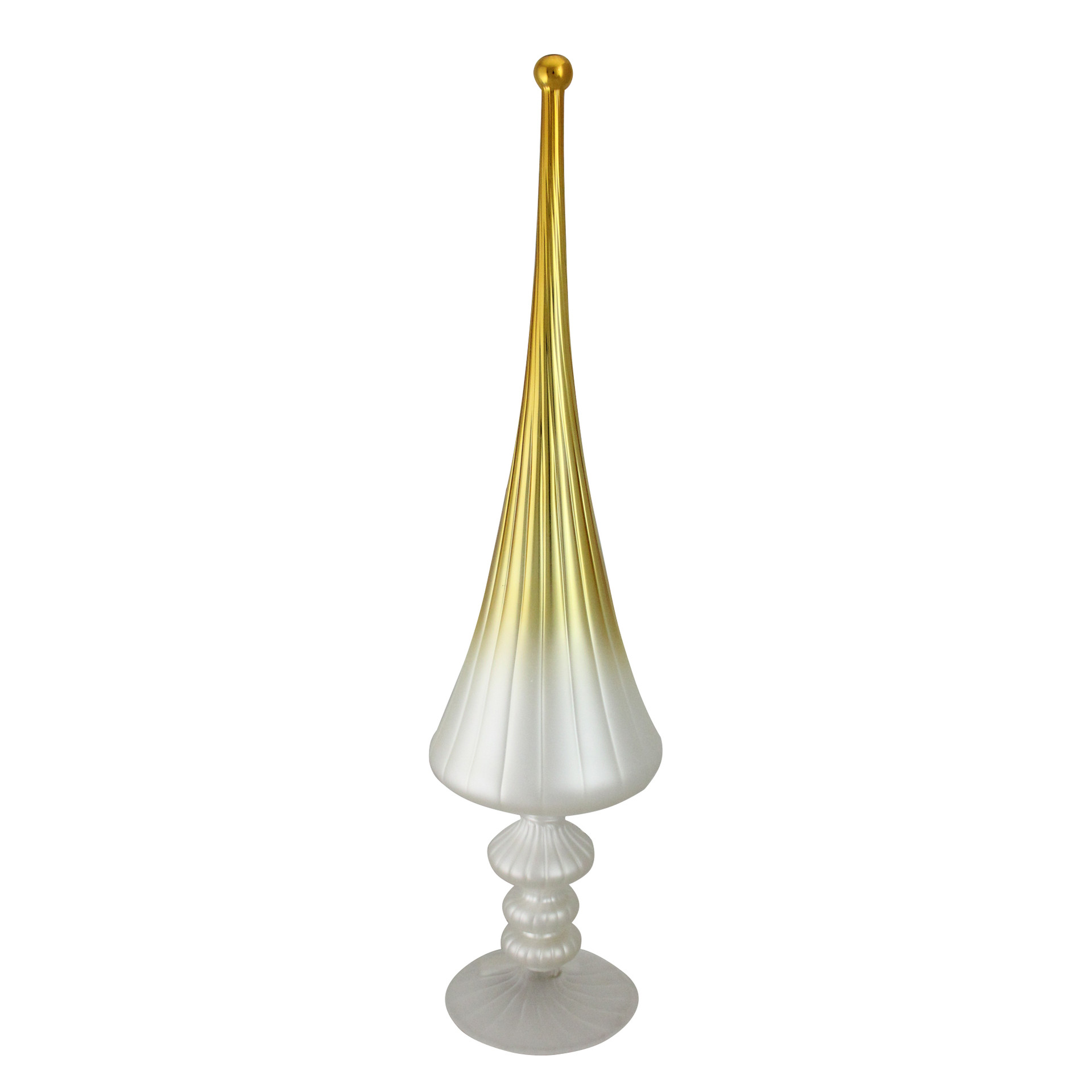 17.5" Silver & Gold Ombre Finial Glass Christmas Tabletop Decoration ...