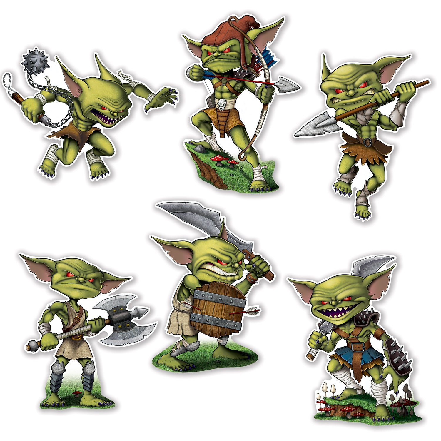 Club Pack of 72 Green & Brown Magical Goblin Cut Outs 14” | Christmas ...