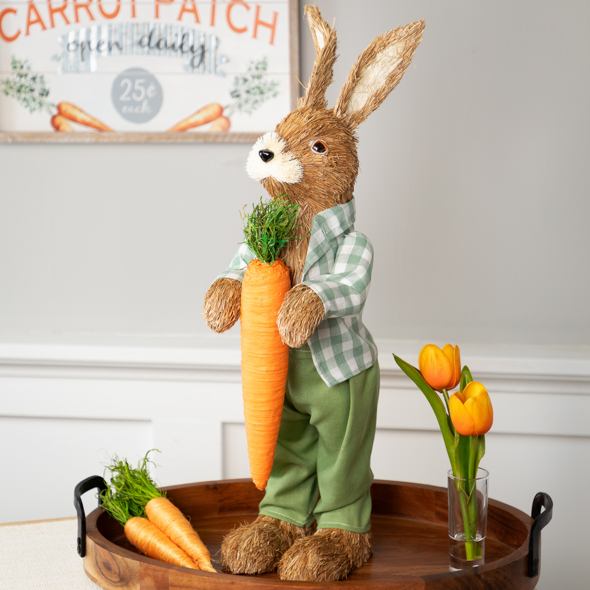Spring Sisal Easter Bunny Rabbit Decoration with Carrot - 19 ...
