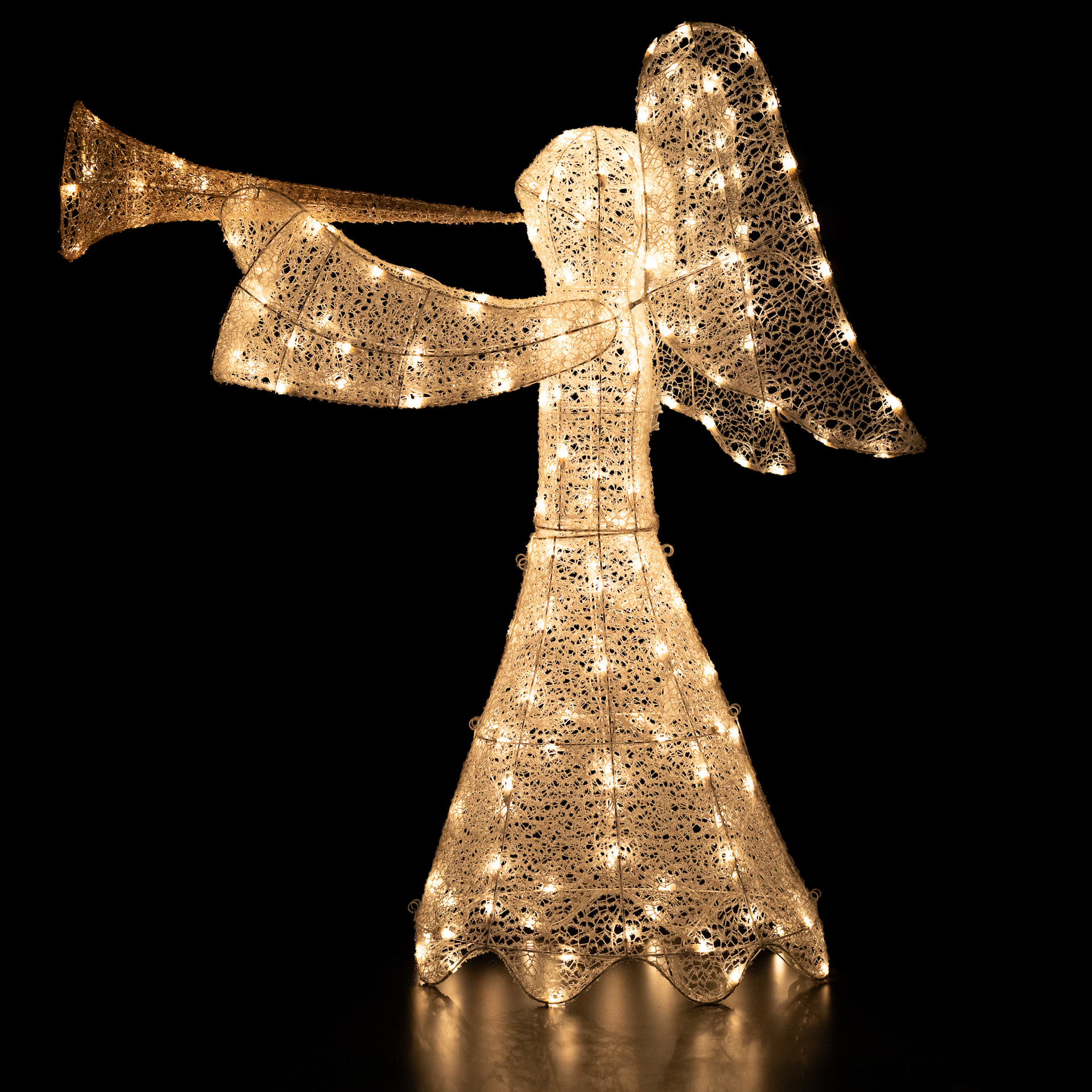 Lighted 3D Trumpeting Angel Outdoor Christmas Decoration - 44" - Clear ...