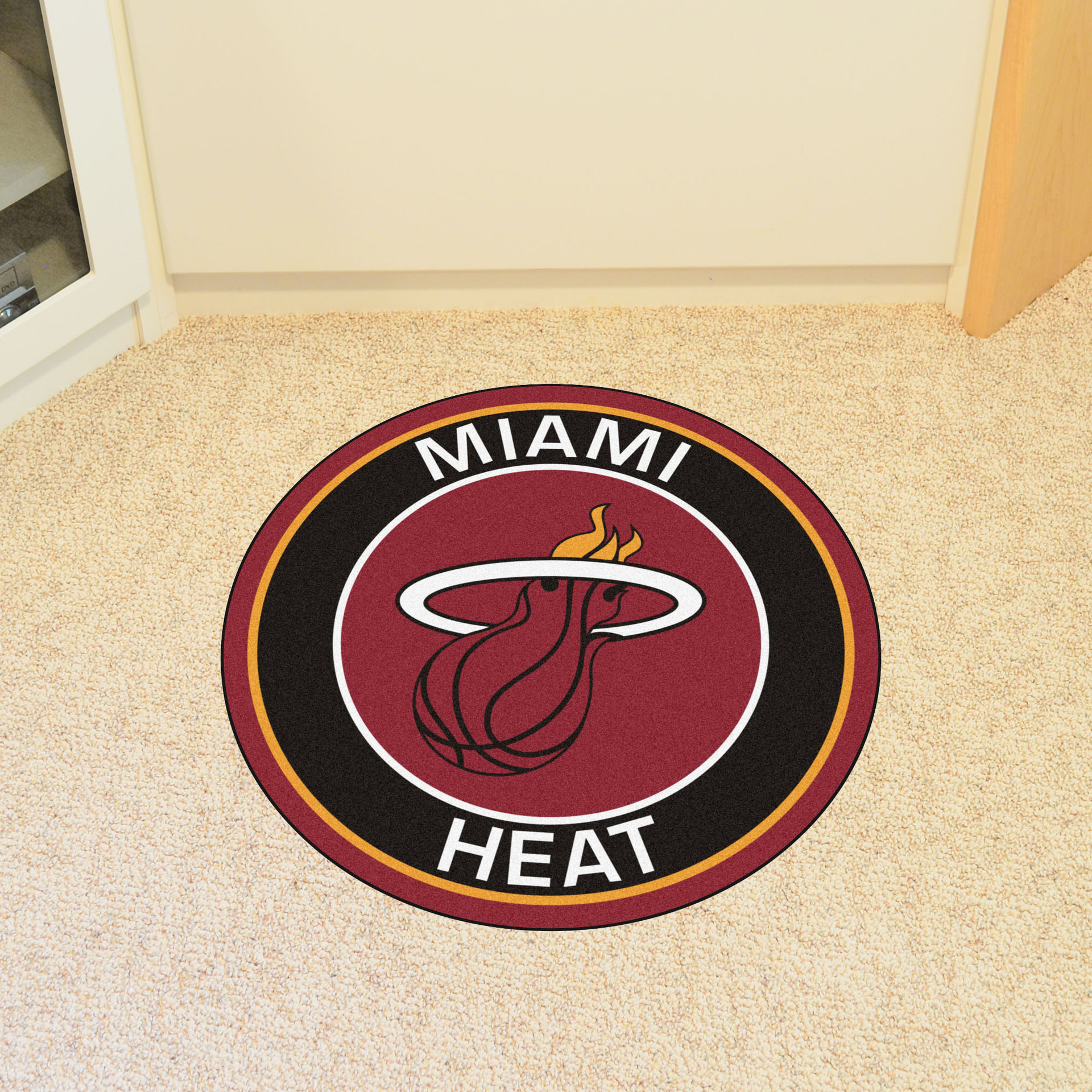 27" Red & Black NBA Miami Heat Rounded Door Mat | Christmas Central