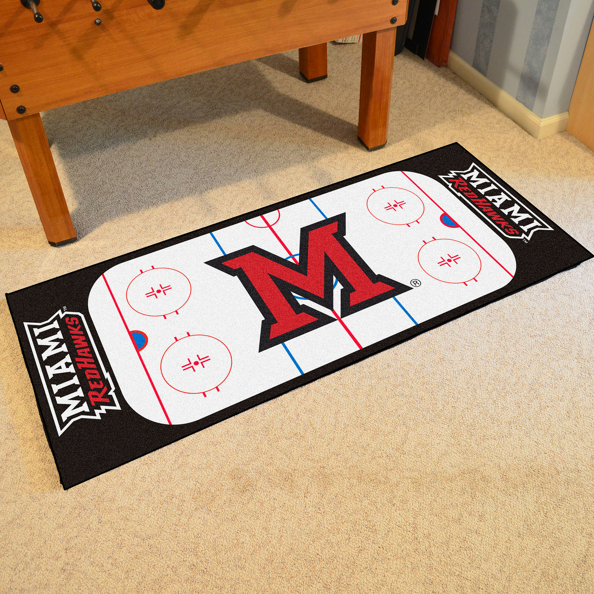 30" x 72" Black & Red NCAA Miami University OH Redhawks Rink Mat Area ...