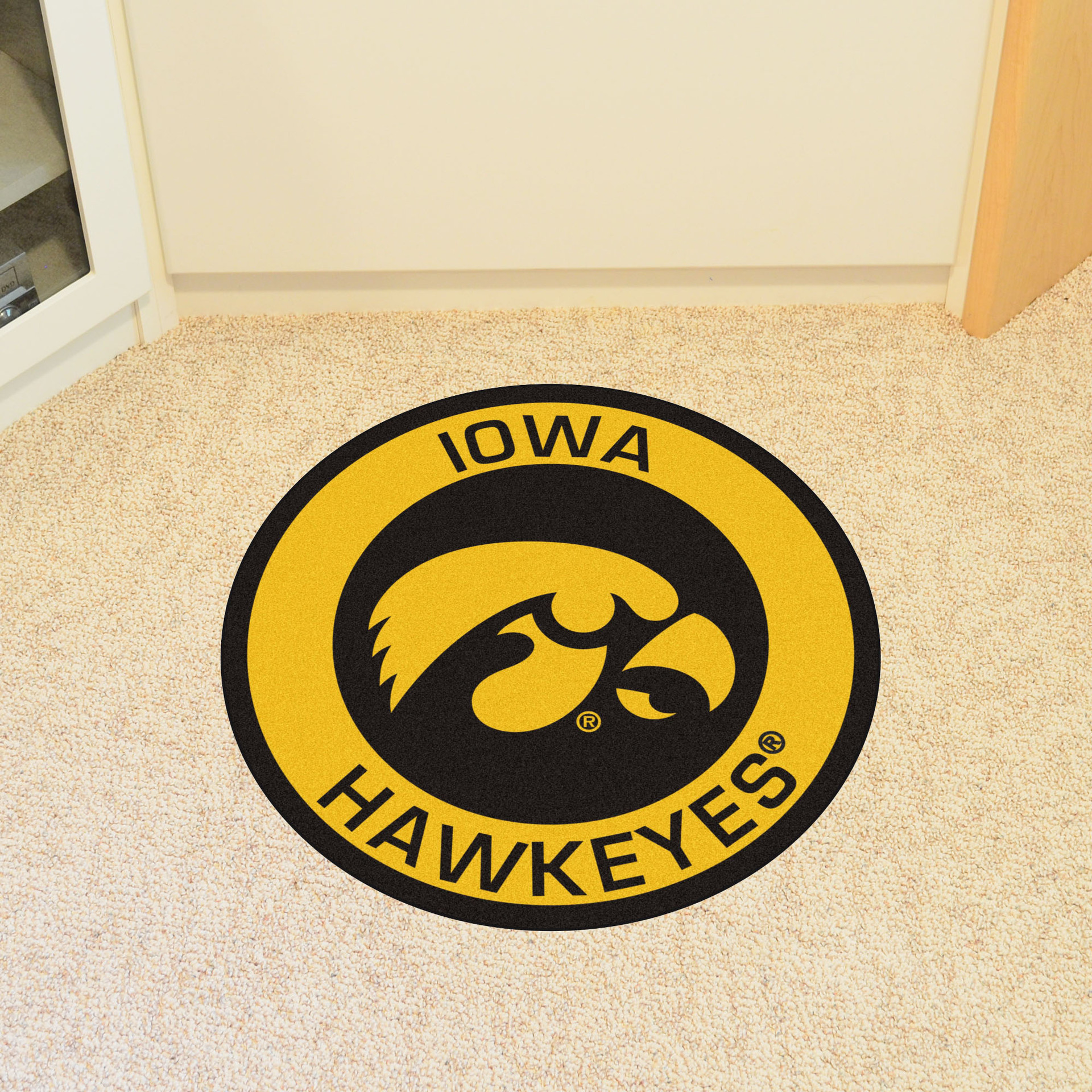 27" Black & Yellow NCAA University of Iowa Hawkeyes Rounded Door Mat ...