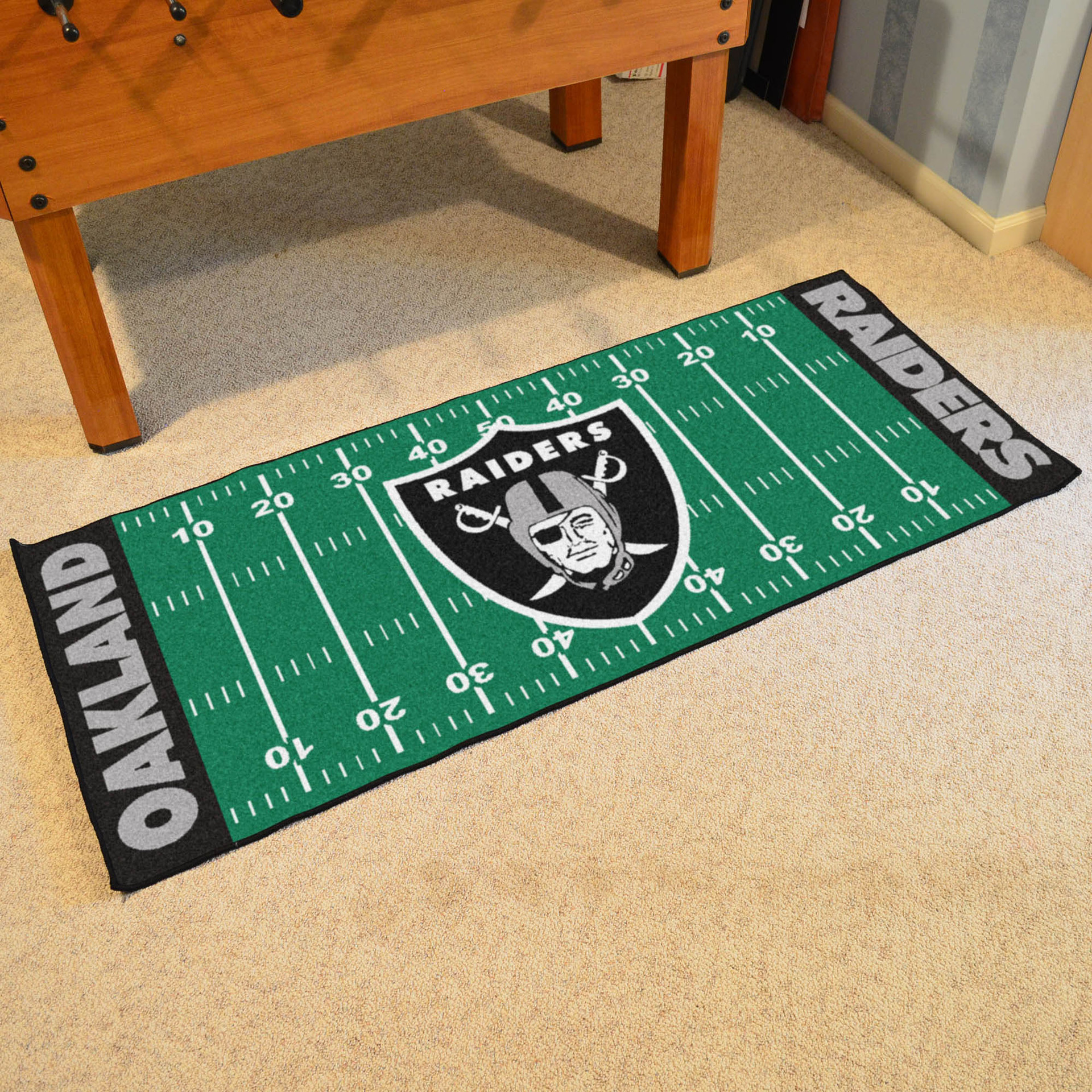 NFL Oakland Raiders Football Field Runner Mat Rug | Christmas Central