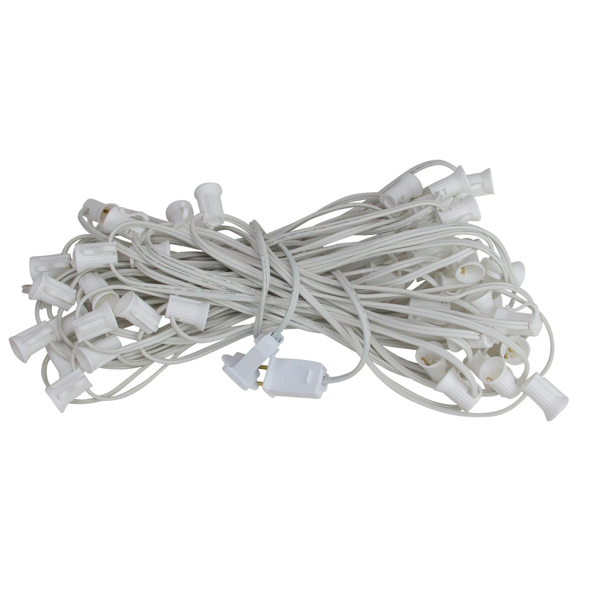 50' White Commercial C7 Christmas Light Socket Set | Christmas Central
