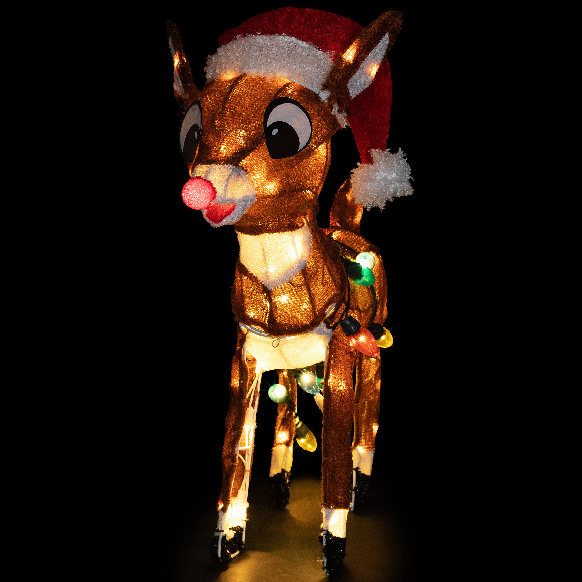 24" Lighted Rudolph with String Lights Christmas Outdoor Yard ...