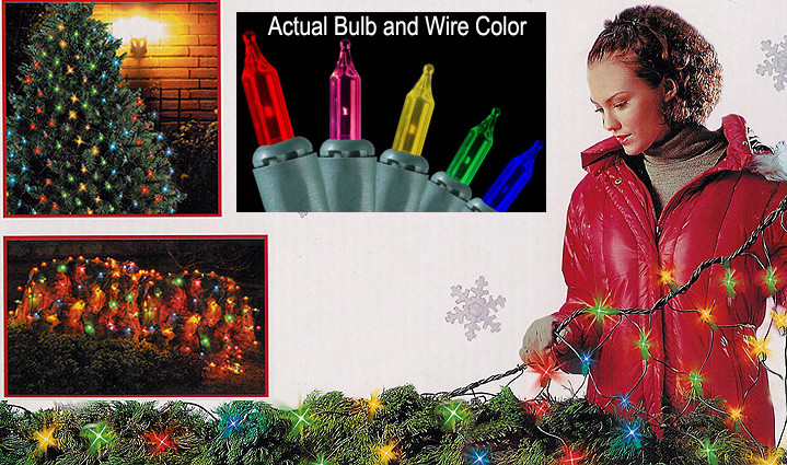 4' x 6' Multi-Color Mini Twinkling Net Christmas Lights with Green Wire ...