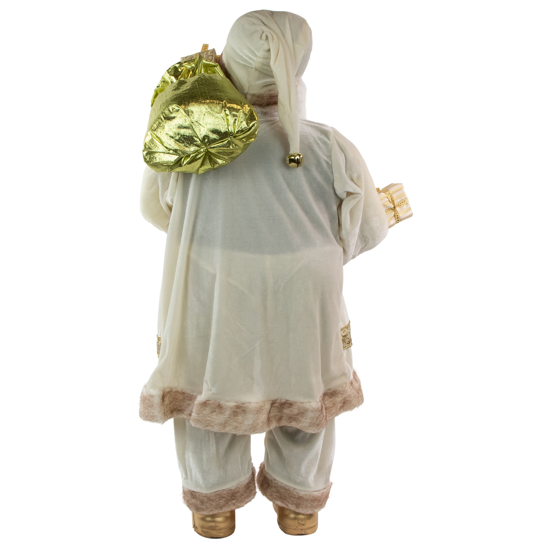 36" Winter White & Ivory Santa Claus with Gift Bag Christmas Figure ...