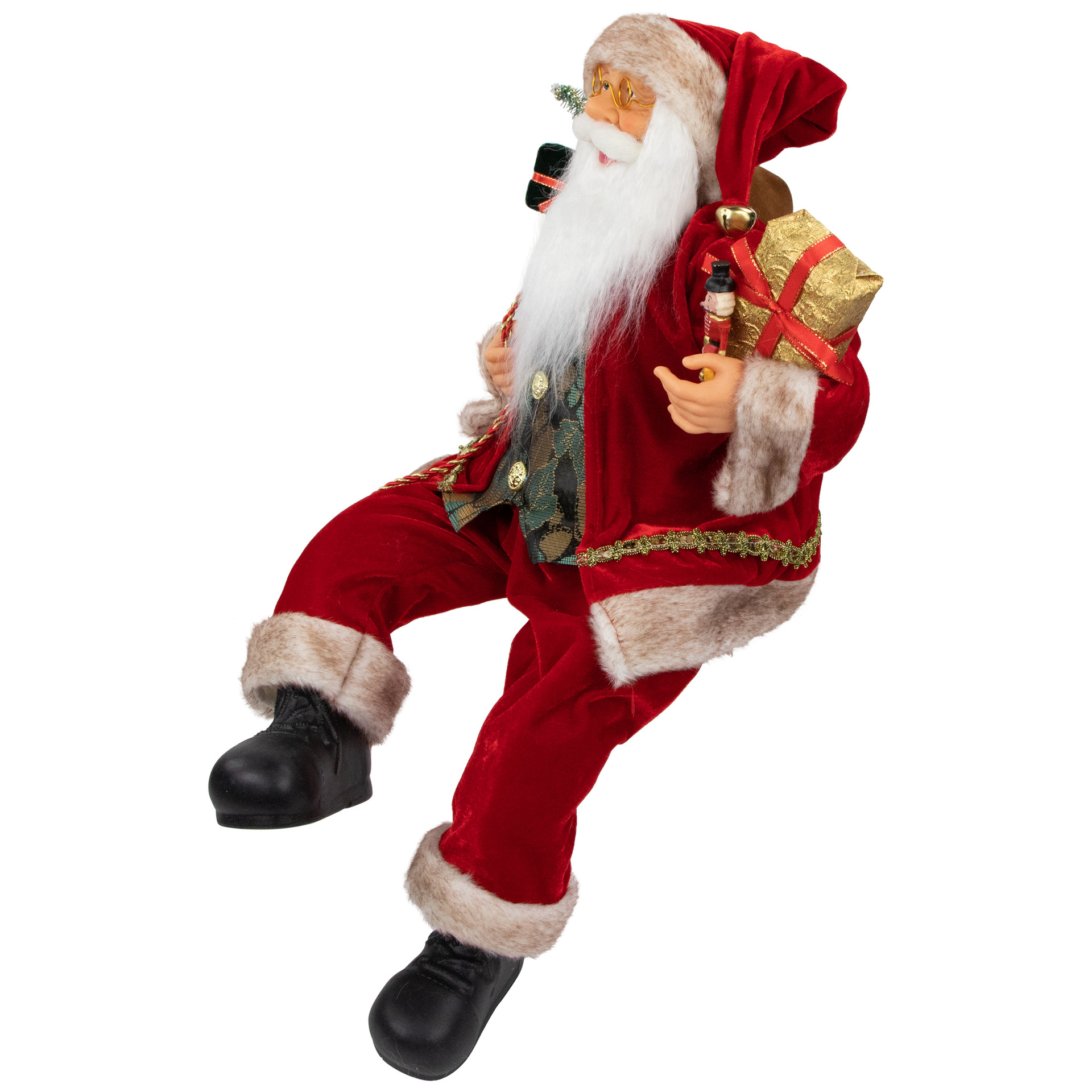 24" Sitting Santa Claus with Gift Bag & Presents Christmas Figure ...