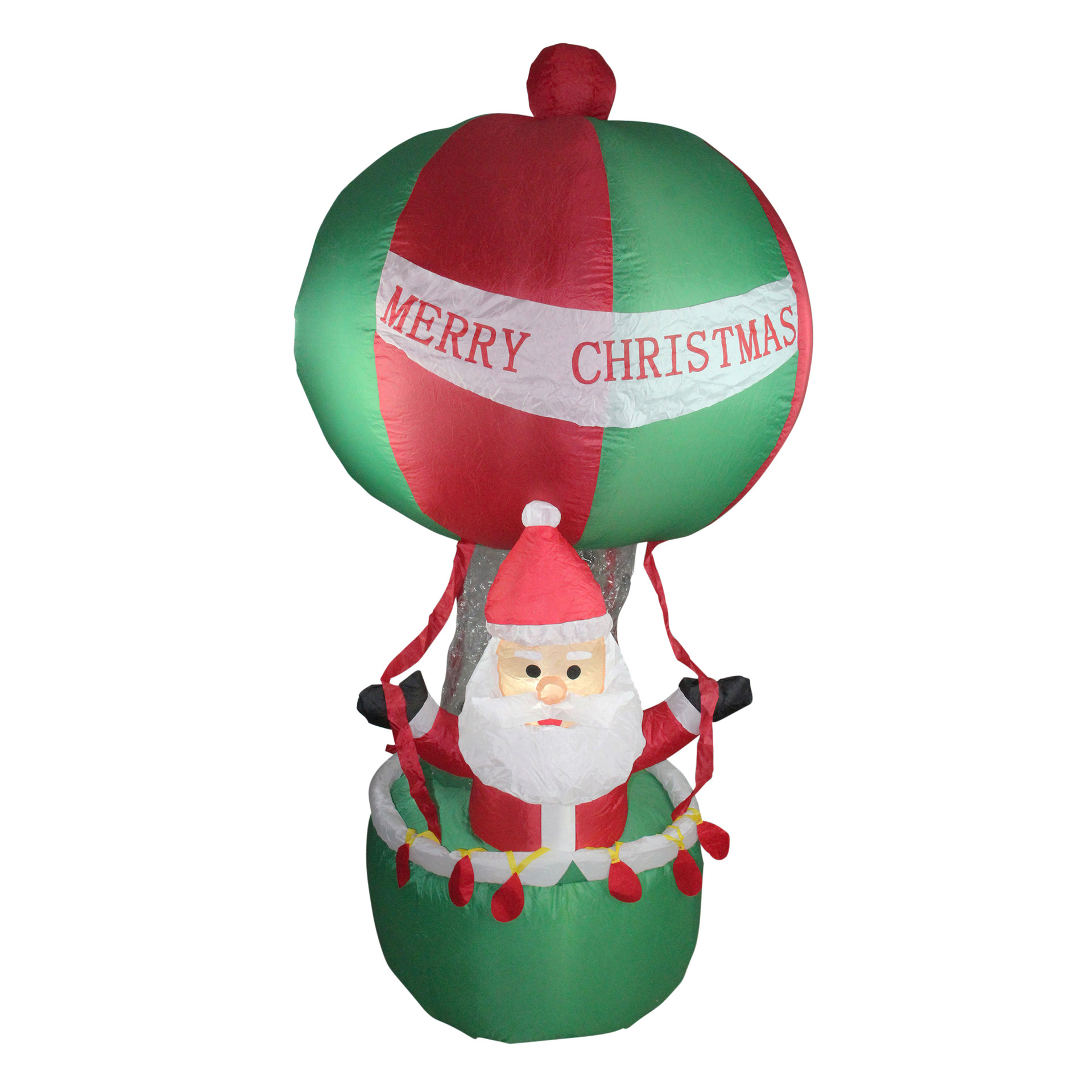 7' Outdoor Lighted & Inflatable Santa in Hot Air Balloon Decoration ...