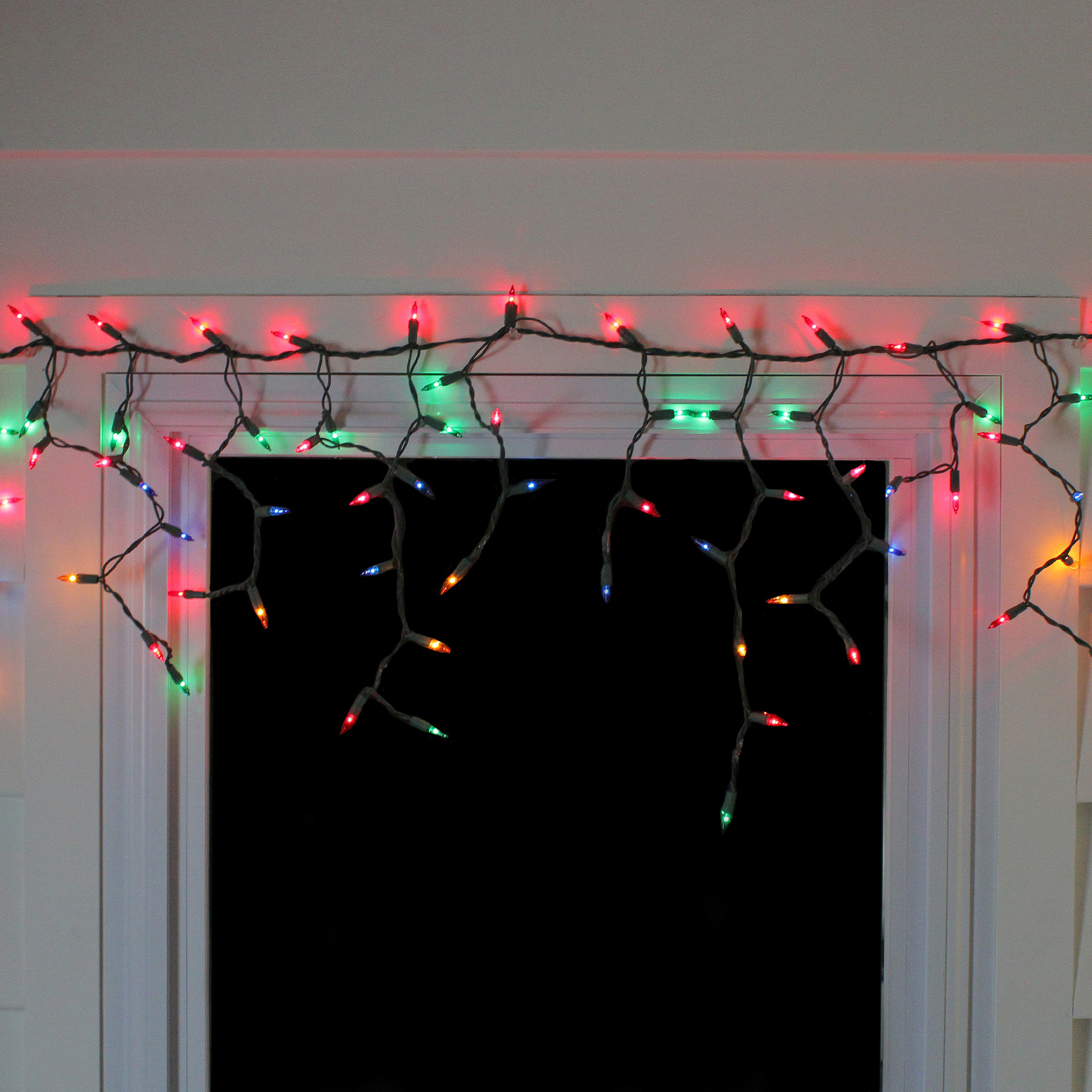 100-Count Multicolor Everglow Mini Icicle Christmas Light Set, 4.5ft ...