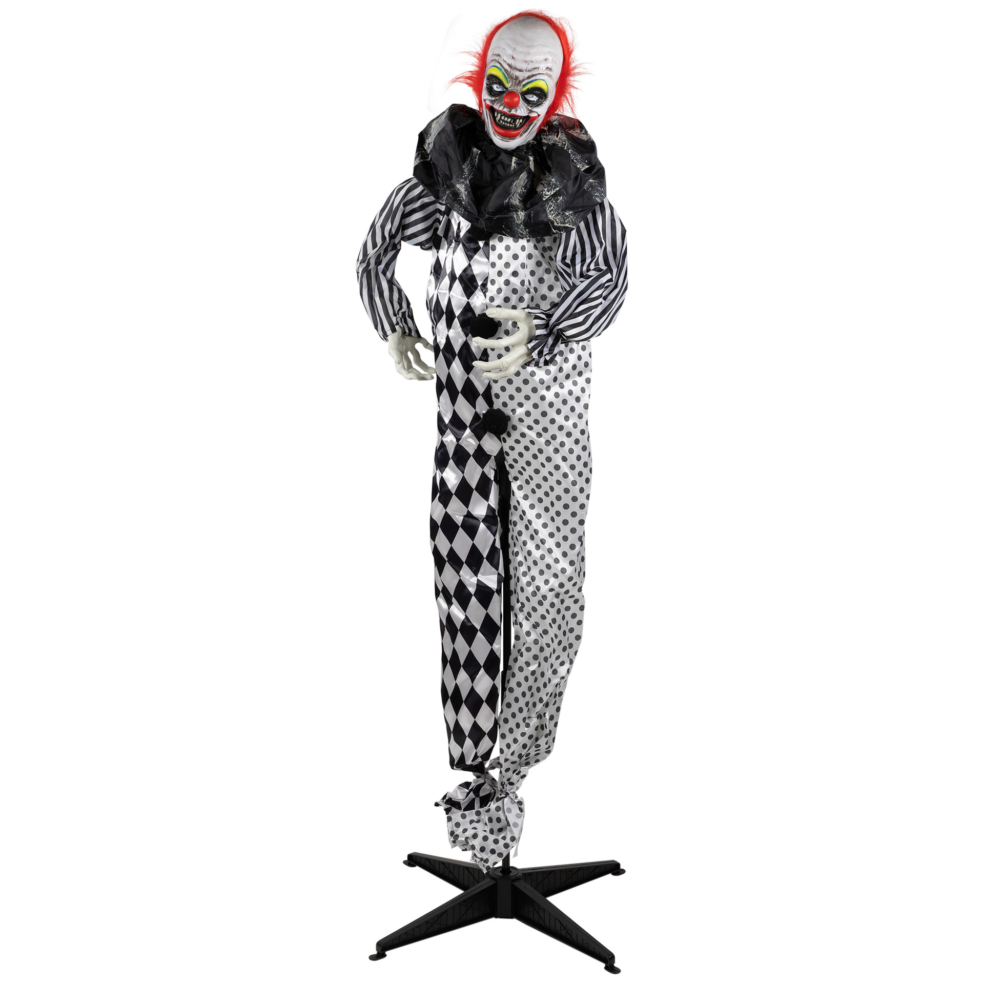 5.5' Animated Standing Clown with Glowing Eyes Halloween Decoration ...