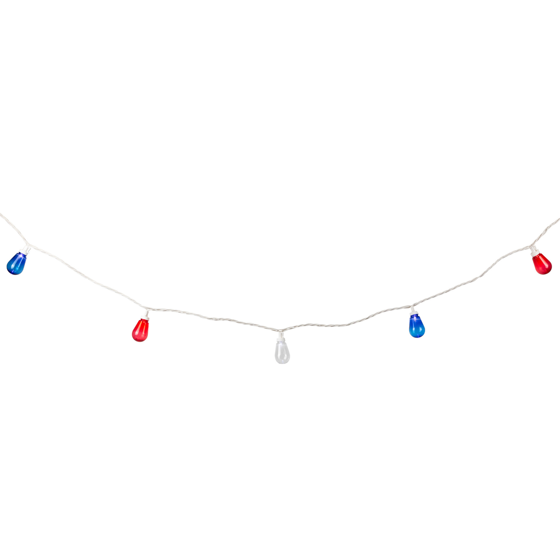 10ct Red, White & Blue LED Edison Style Lights, 9ft White Wire ...