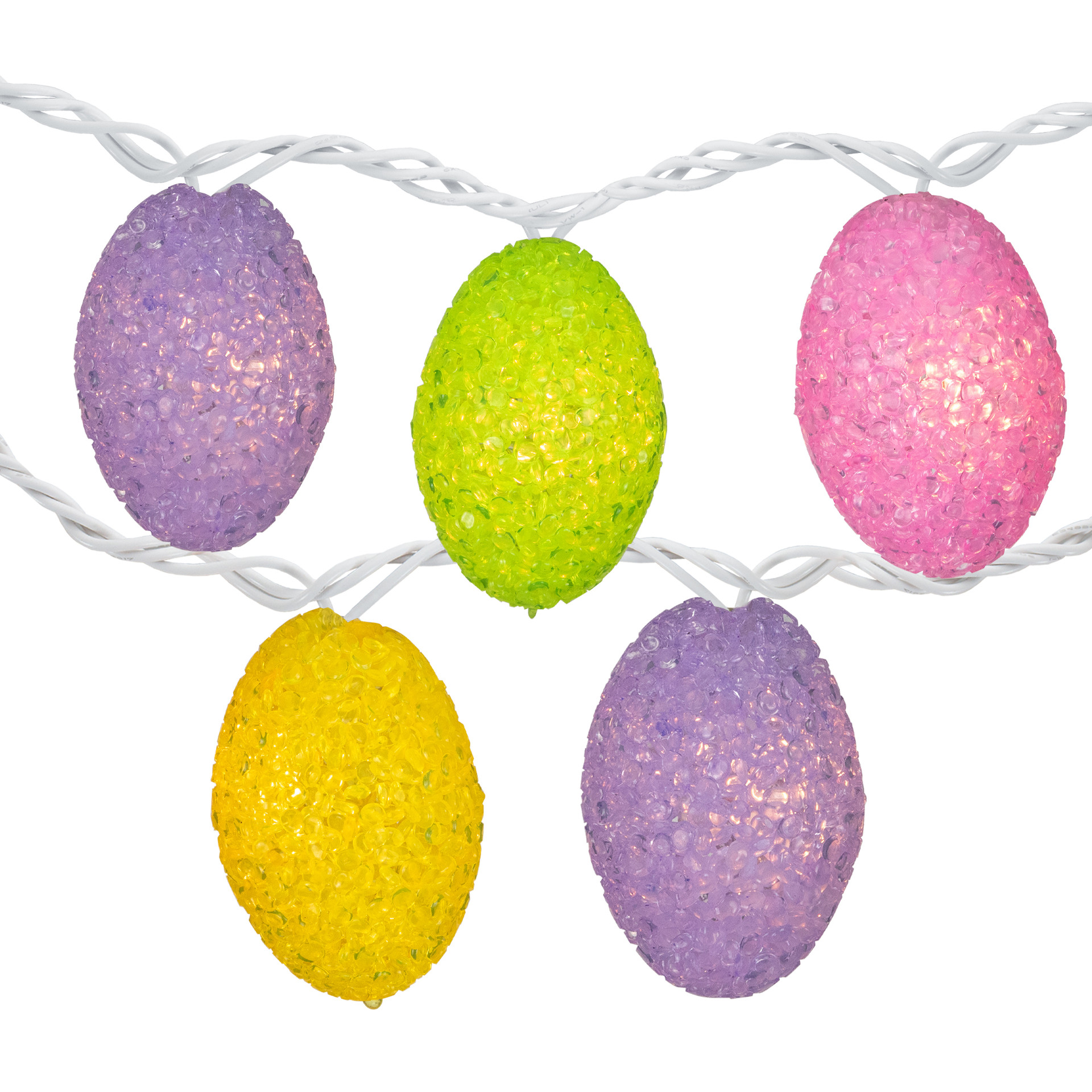 10-Count Pastel Colored Easter Egg String Light Set, 7.25ft White Wire ...