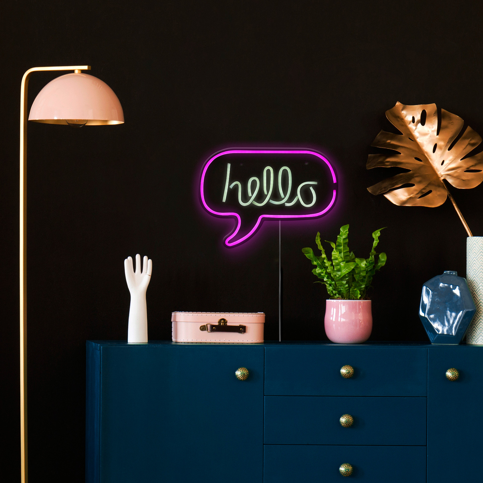 LED Hello Bubble Neon Lighted Wall Sign - 17" - Pink & White ...