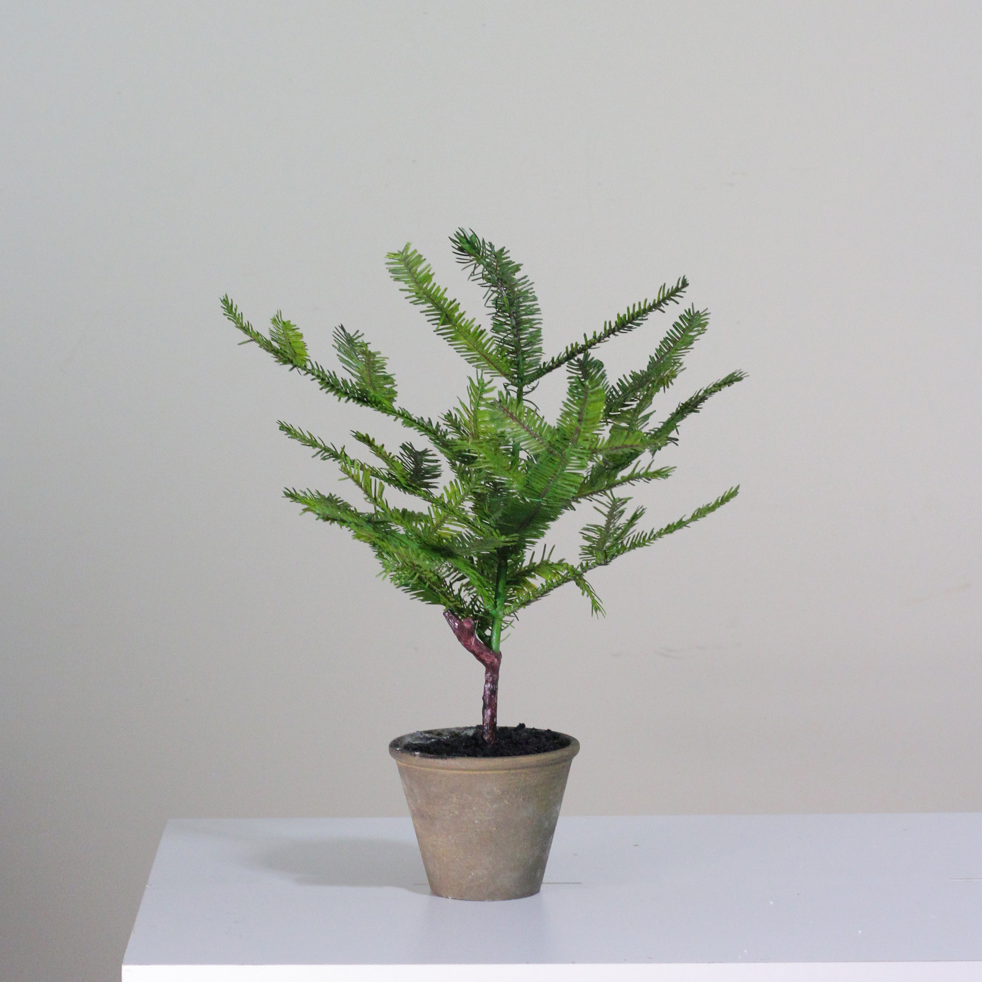Artificial Mini Pine Tree in Paper Mache Pot - 17" - Green | Christmas ...