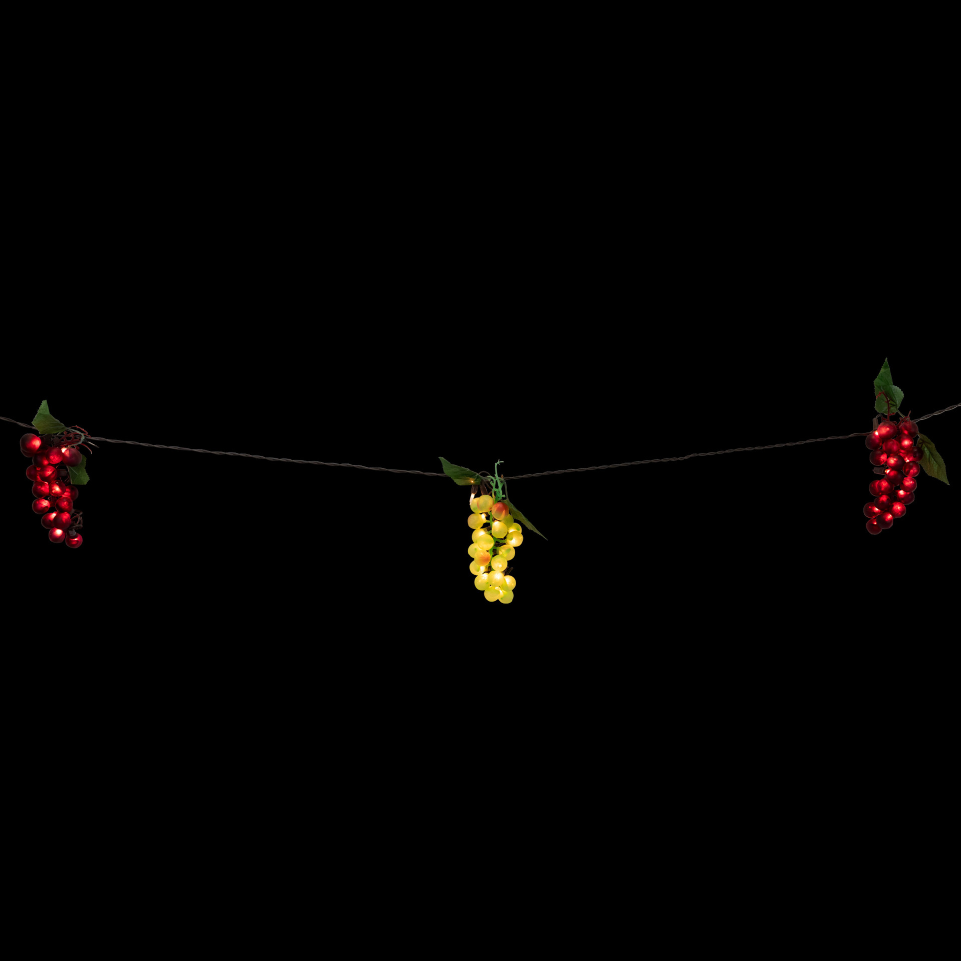 5-Count Red & Green Grape Cluster String Light Set, 8ft Brown Wire ...