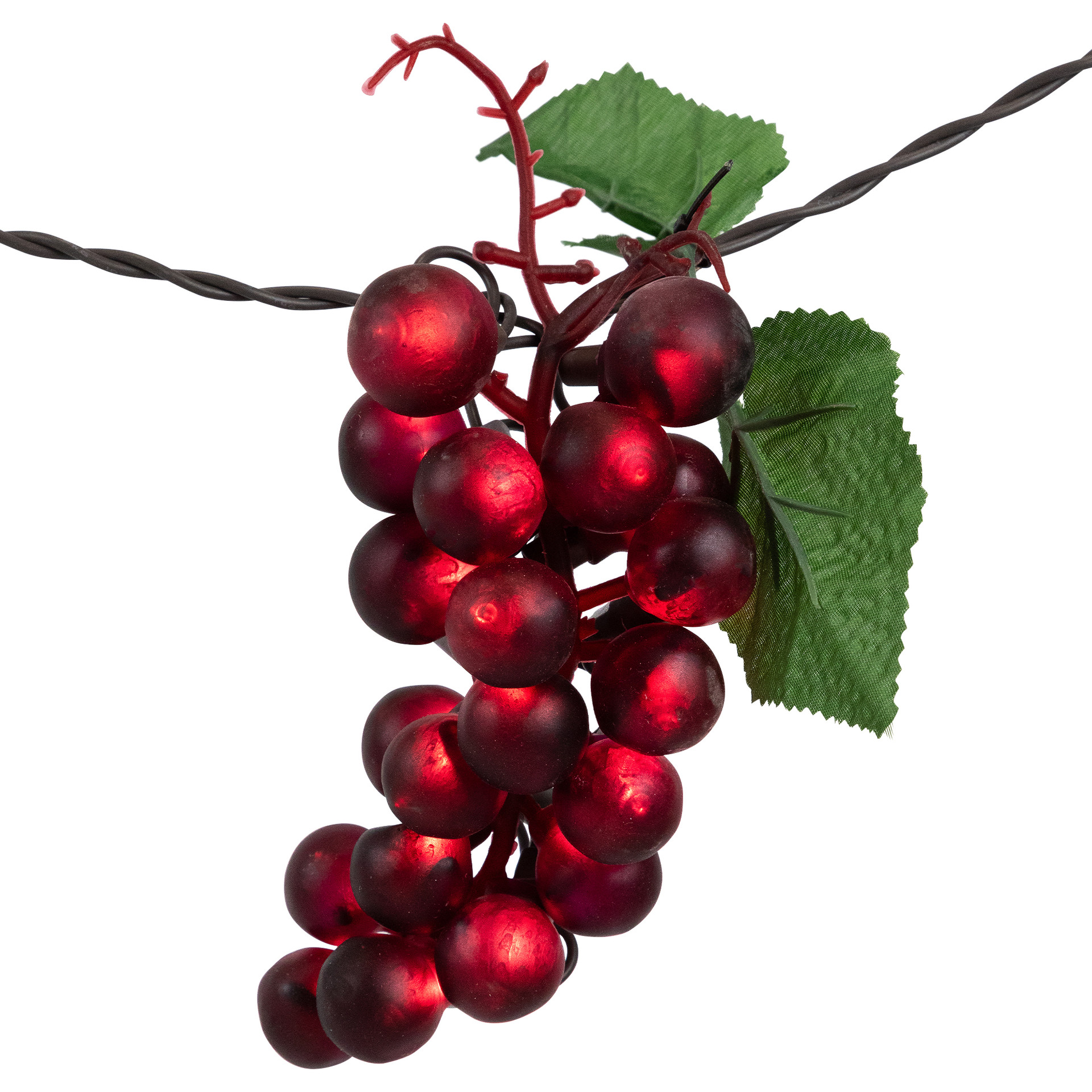 5-Count Red & Green Grape Cluster String Light Set, 8ft Brown Wire ...