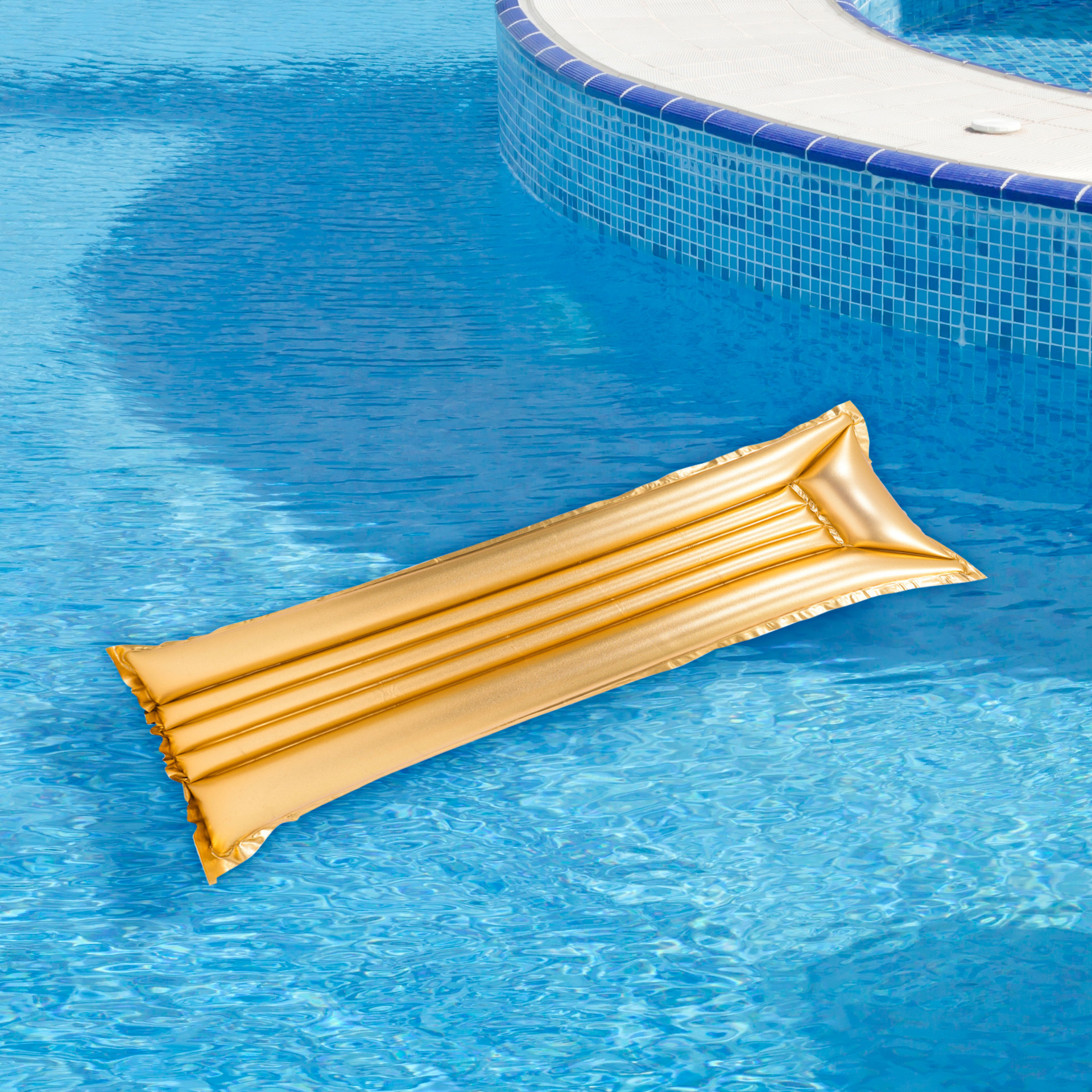 6' Inflatable Golden Swimming Pool Mattress Float | Christmas Central