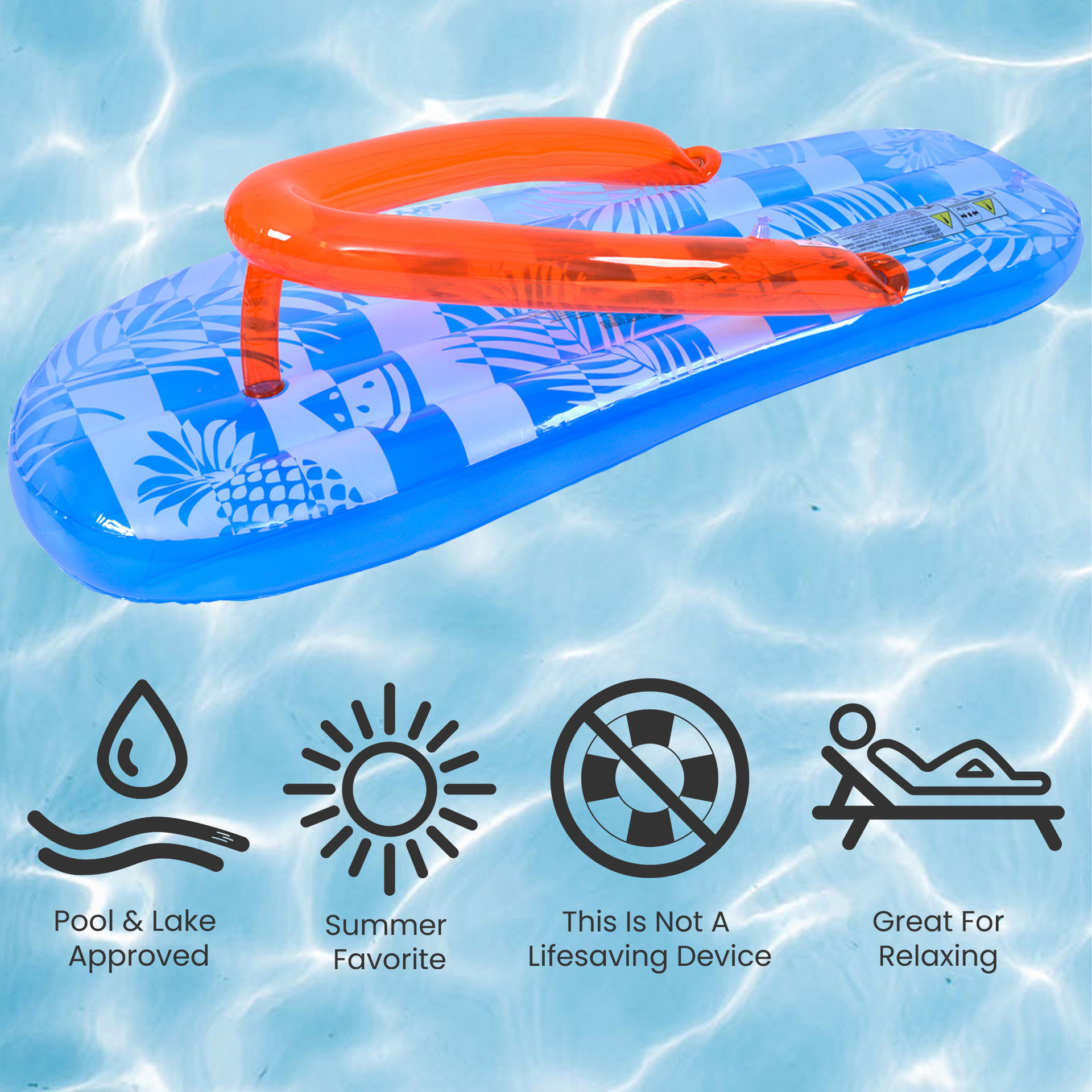 5.75' Inflatable Blue & Orange Jumbo Flip Flop Pool Float | Christmas ...