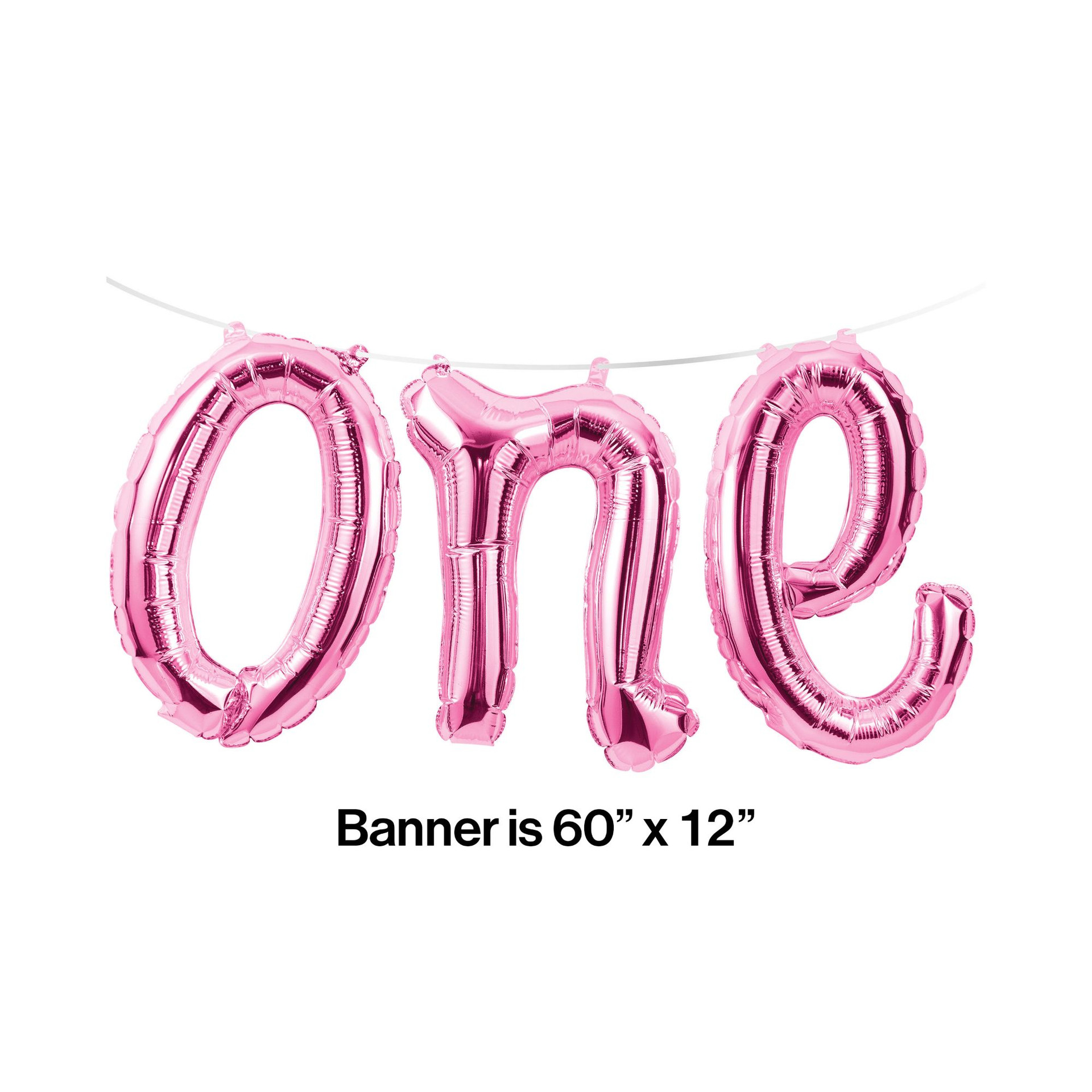 Club Pack of 12 Pink "One" Party Foil Balloon Banners 60" | Christmas ...