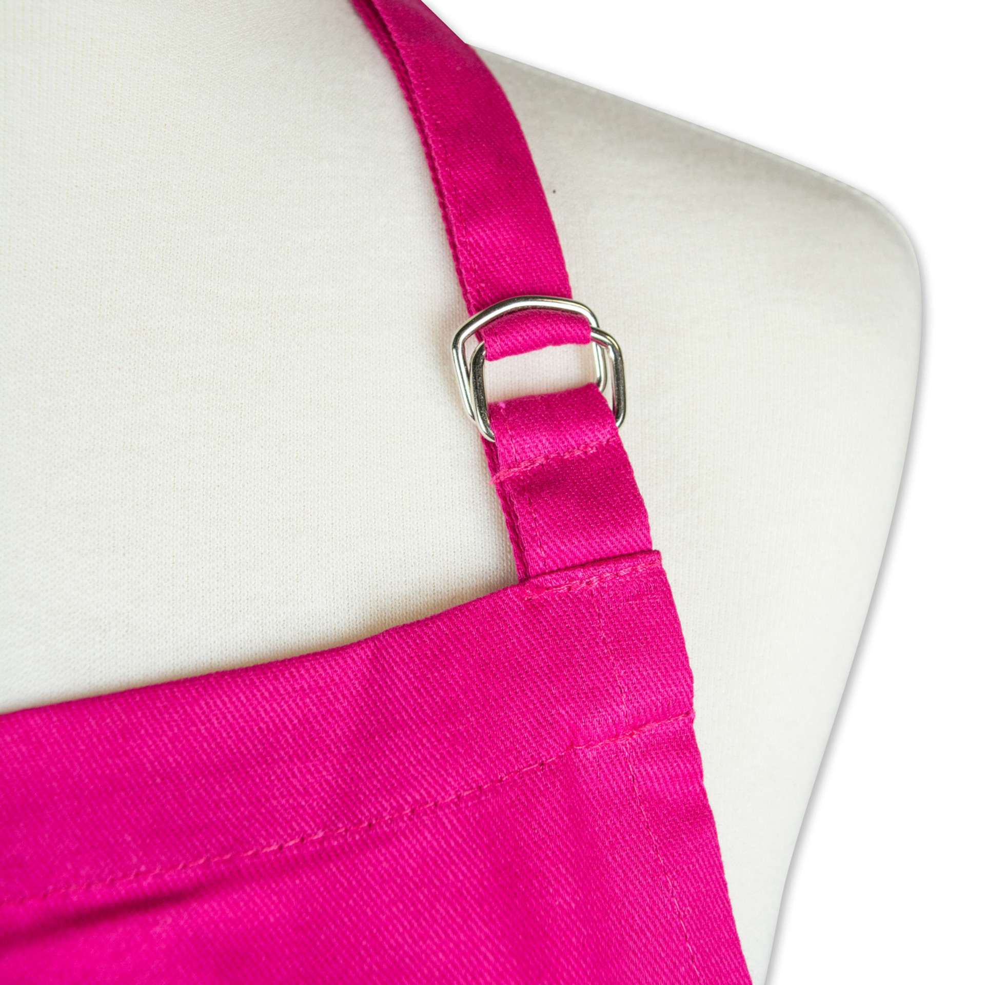 32” Neon Pink Solid Pattern Indoor Adjustable Chef’s Apron with Pocket ...