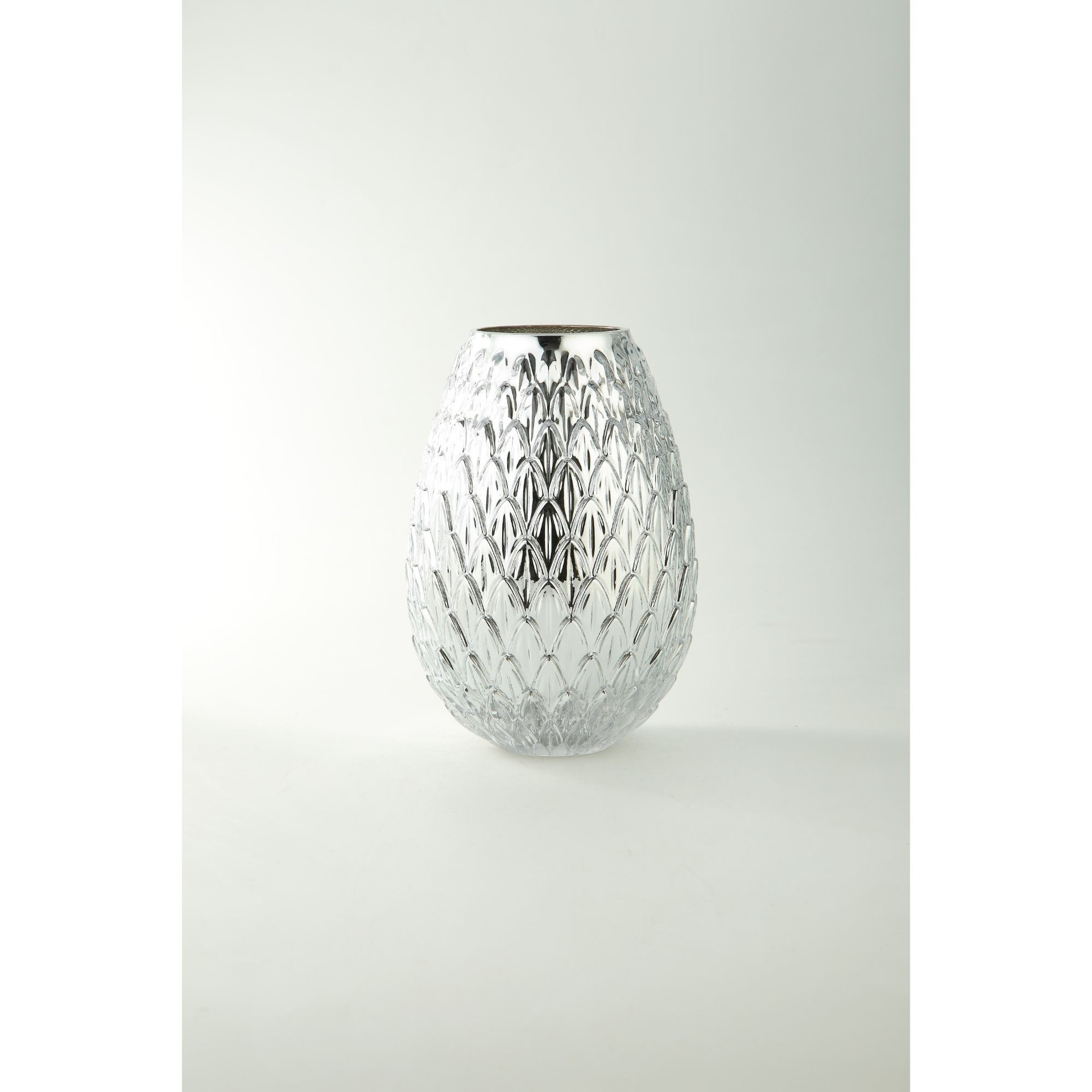 10" Metallic Silver Bumpy Round Glass Vase | Christmas Central