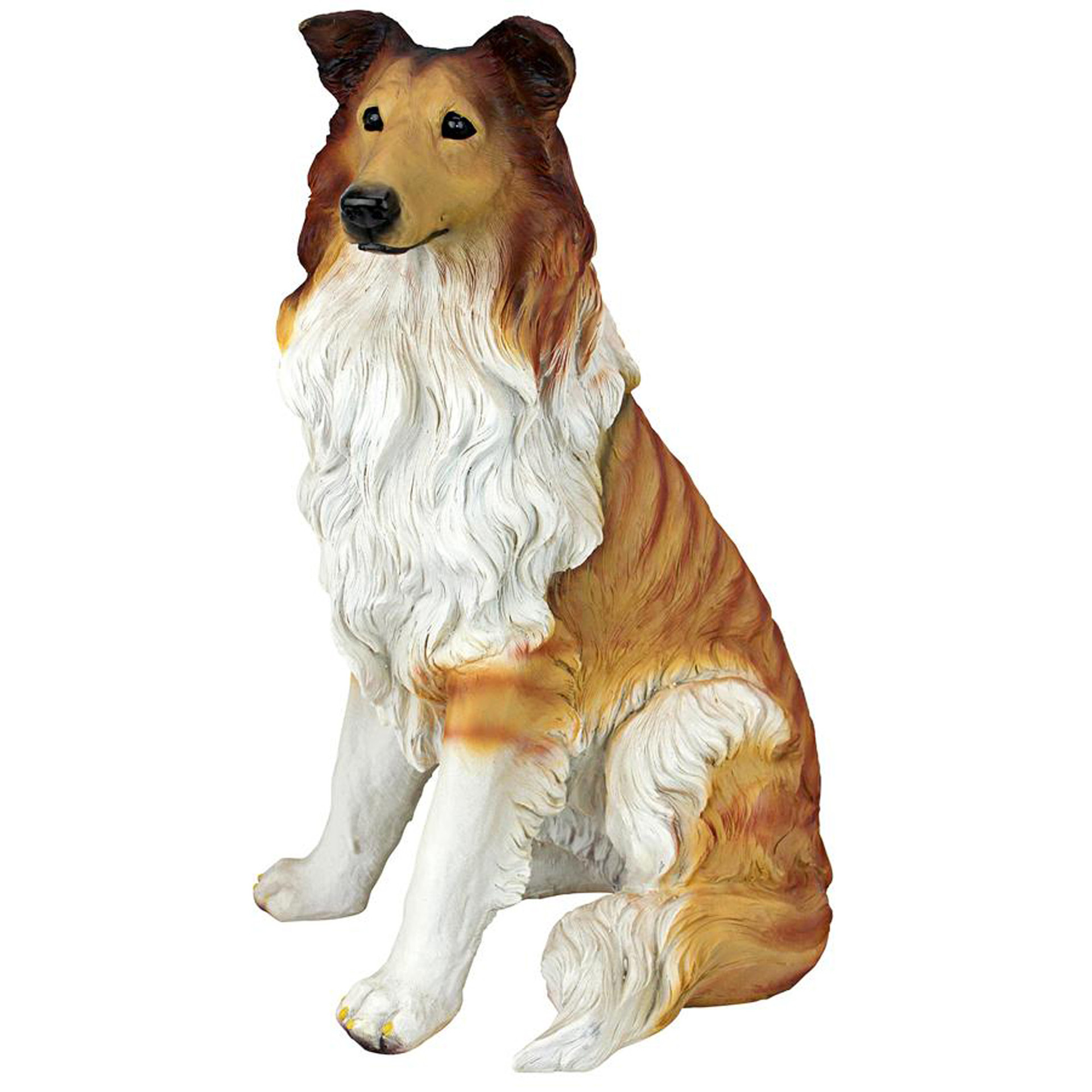 15" Long Haired Collie Dog Outdoor Garden Statue | Christmas Central
