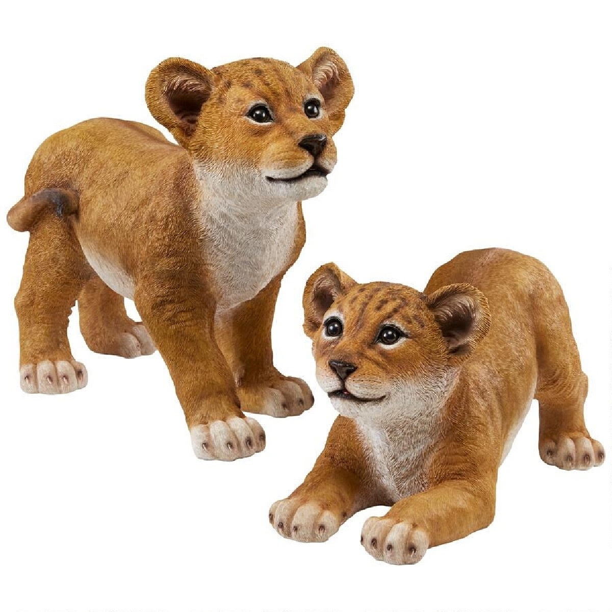 Set of 2 Lion Cub Hand-painted Statues 18" | Christmas Central