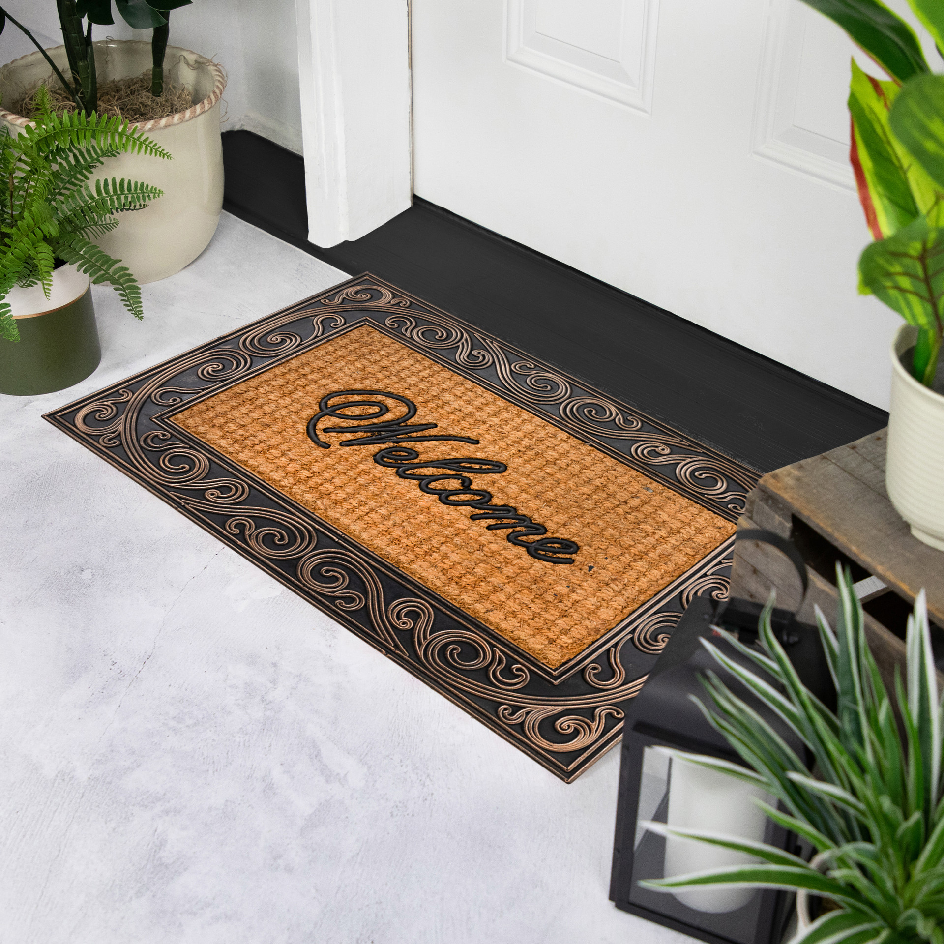 Brown & Black Swirled Rectangular Welcome Doormat 35" x 23" | Christmas ...
