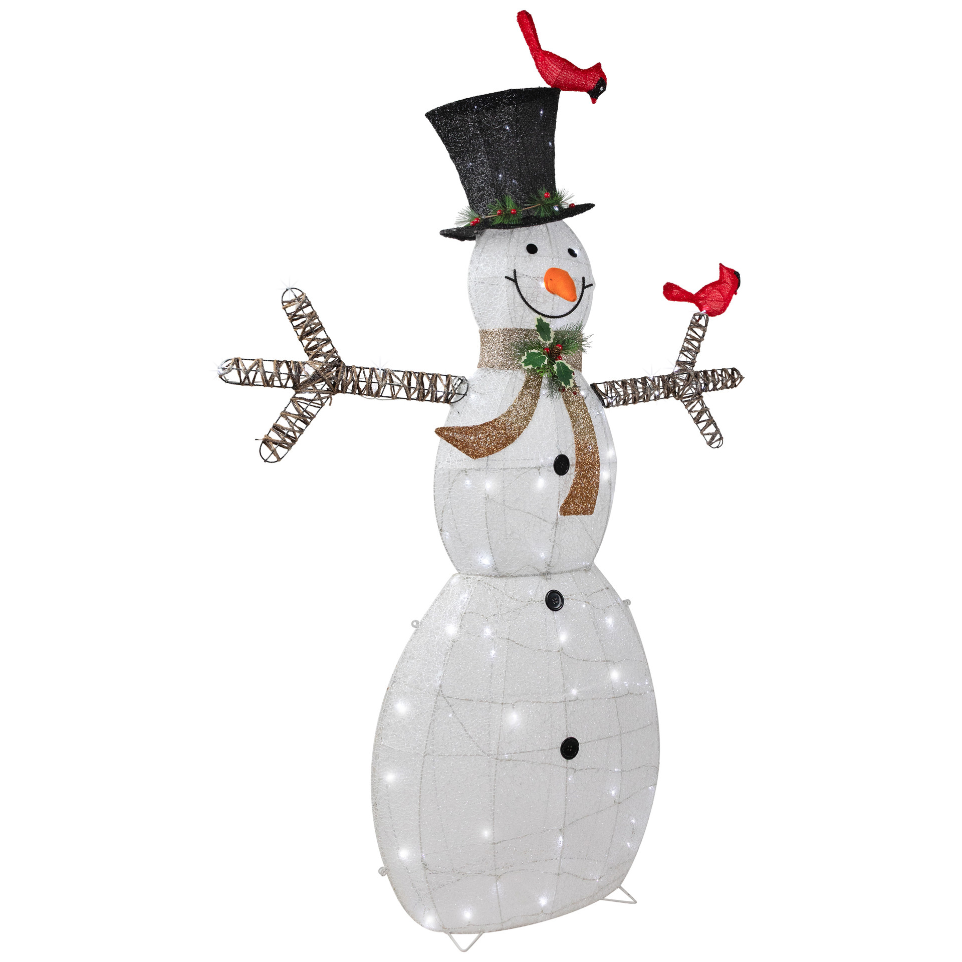 72" White & Black LED Lighted Snowman with Top Hat Christmas Outdoor ...