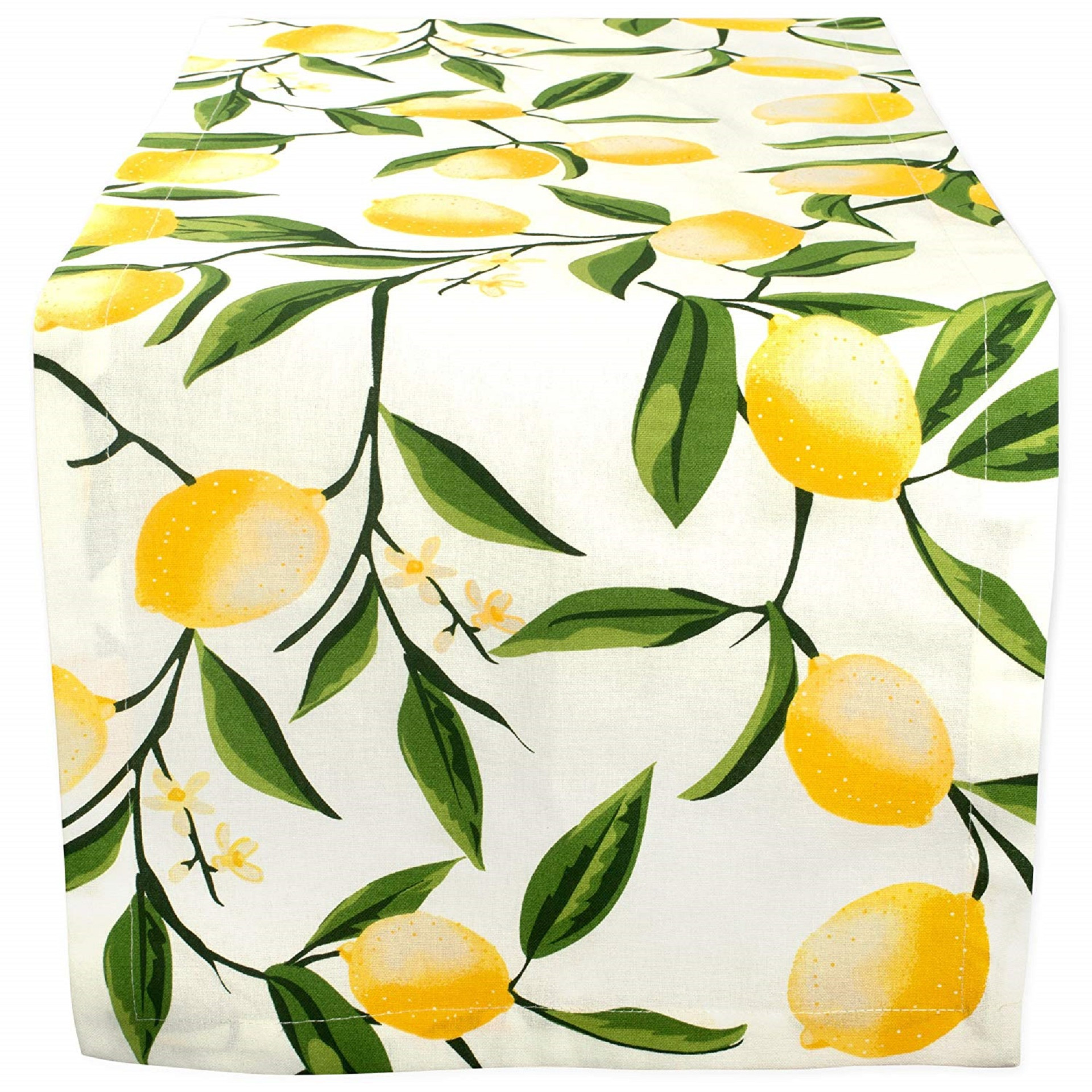 72" Green & Yellow Lemon Printed Rectangular Table Runner | Christmas ...