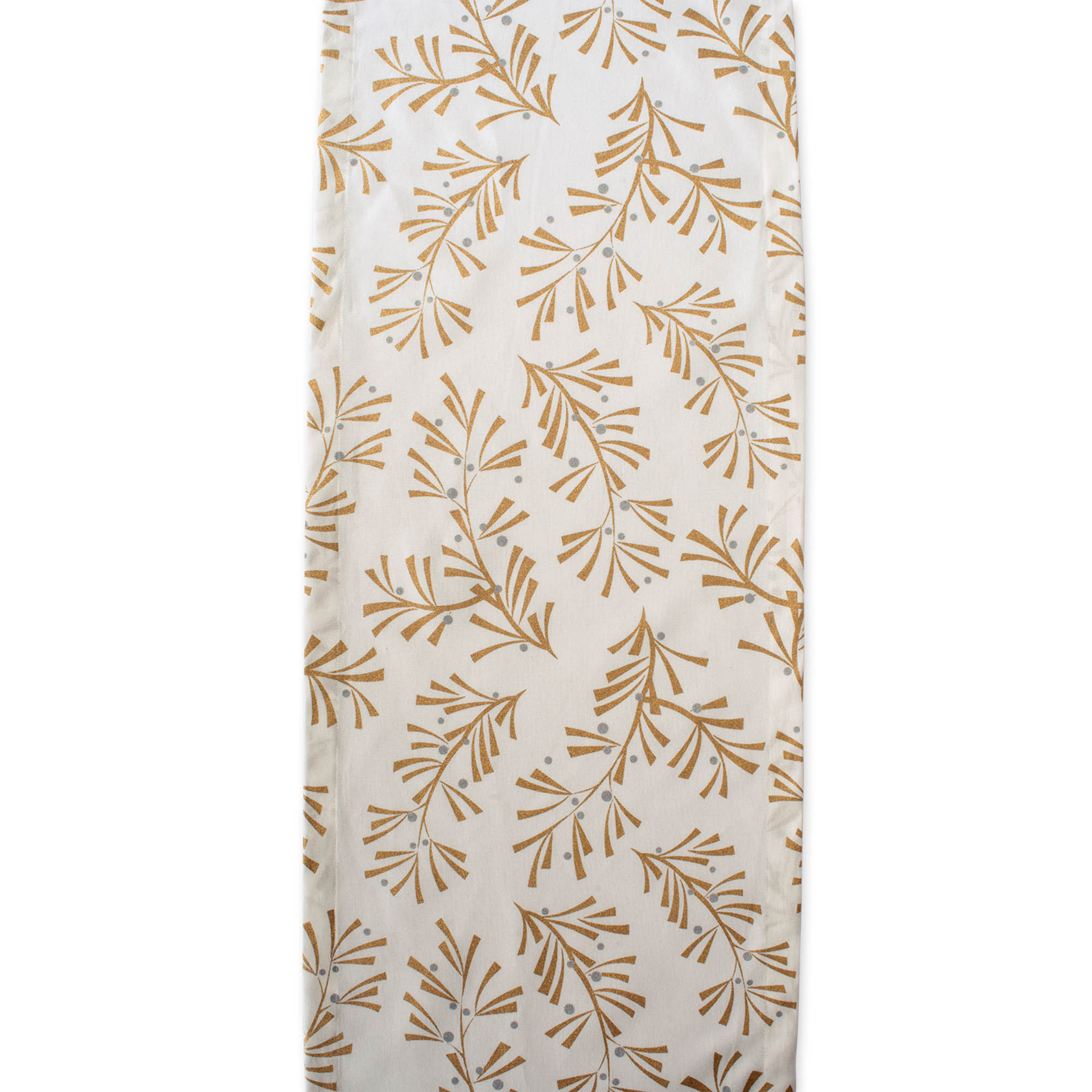 108" Gold Colored & White Metallic Holy Leaves Table Runner | Christmas ...
