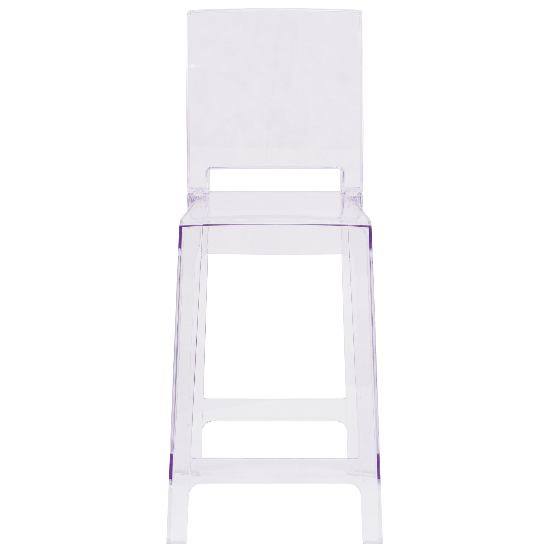 40" Clear Transparent Contemporary Ghost Outdoor Counter Stool with ...