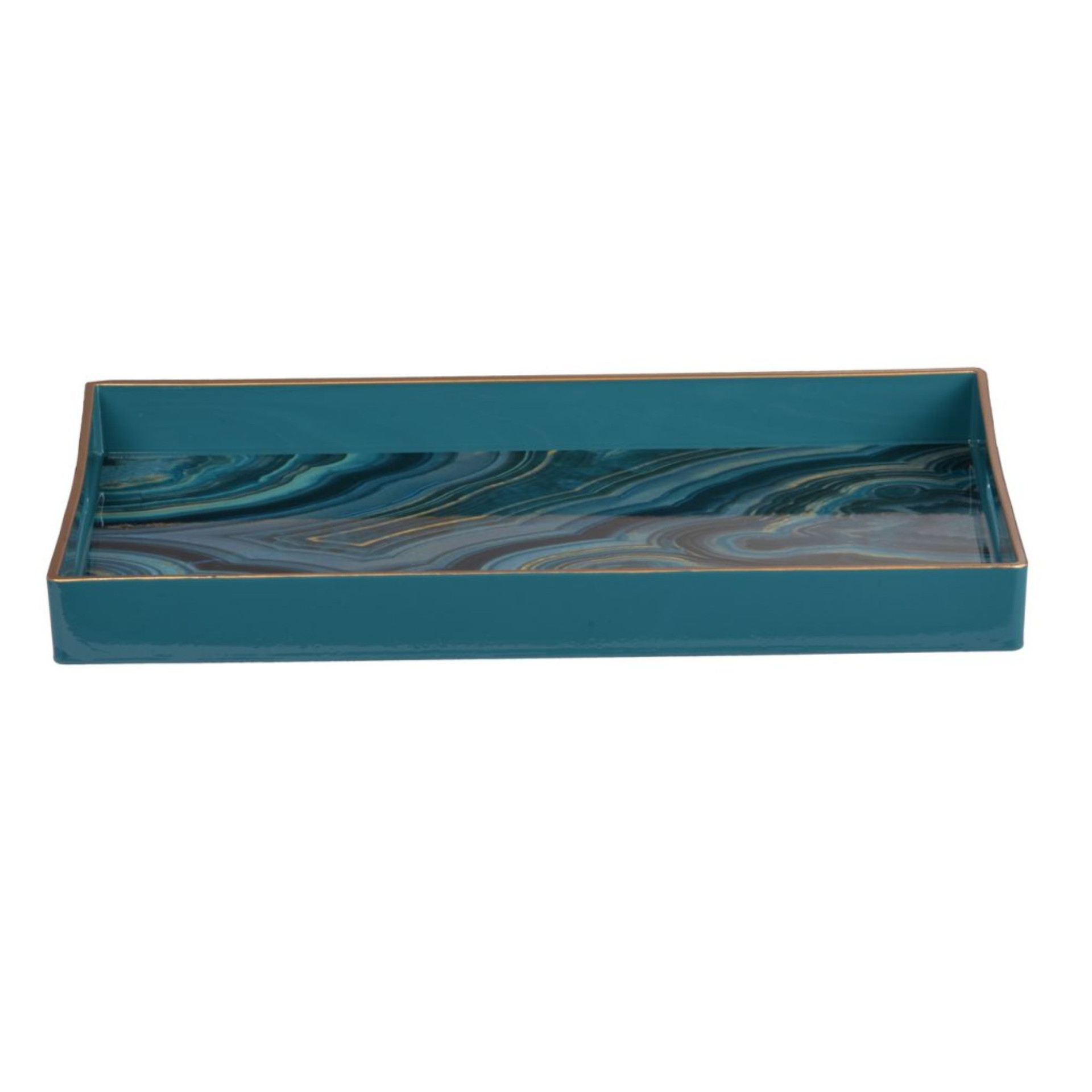 Set of 2 Vibrant Blue Vintage Rectangular Trays 18.75" | Christmas Central