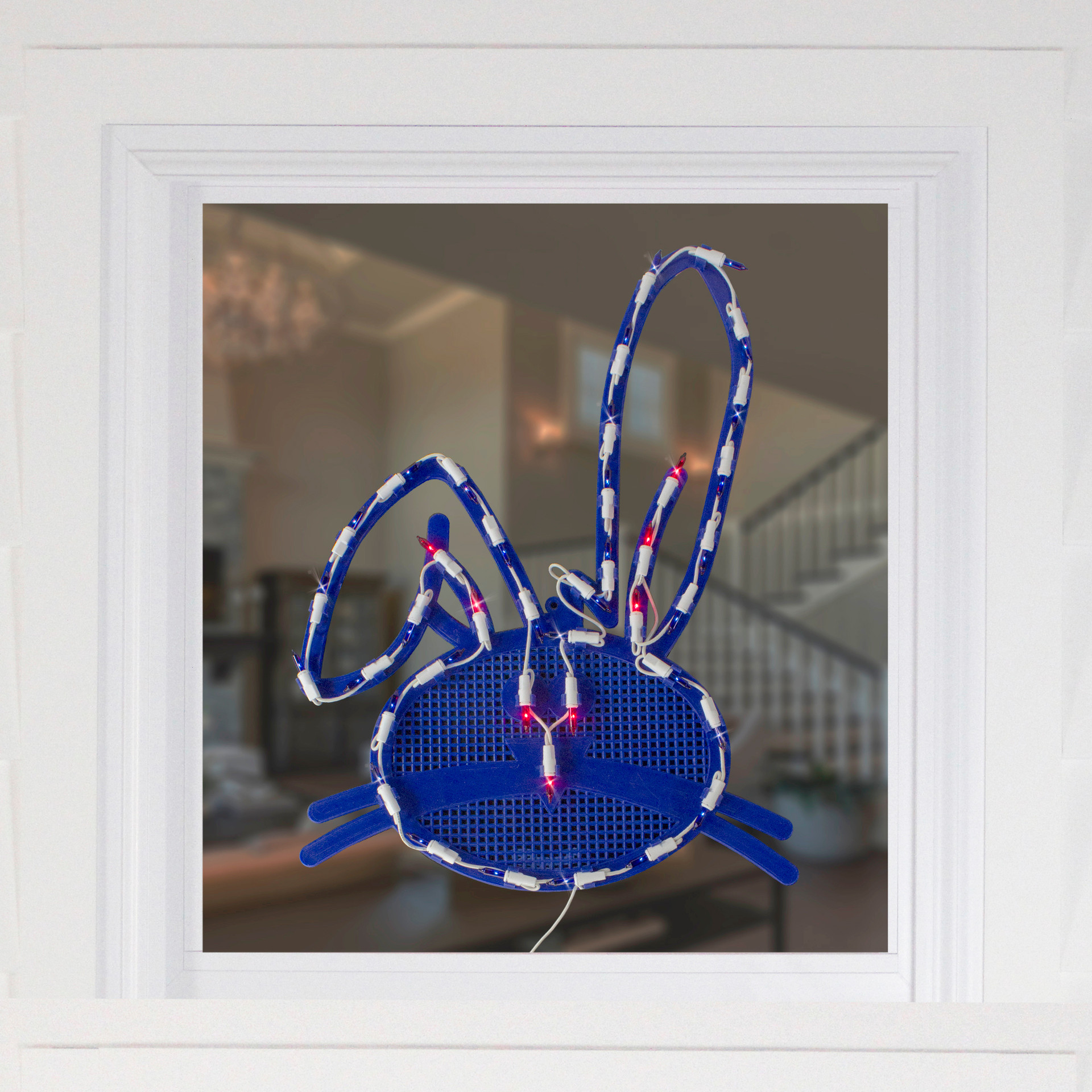 17" Lighted Blue Easter Bunny Head Window Silhouette | Christmas Central